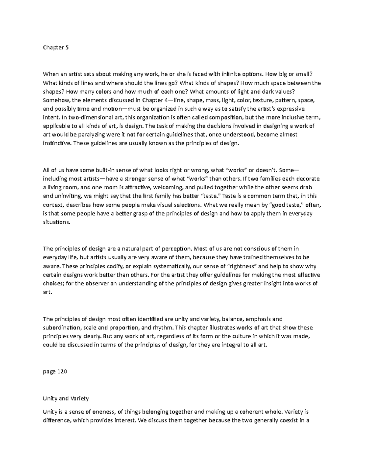 Chapter 5 - Chapter 5 When an artist sets about making any work, he or ...