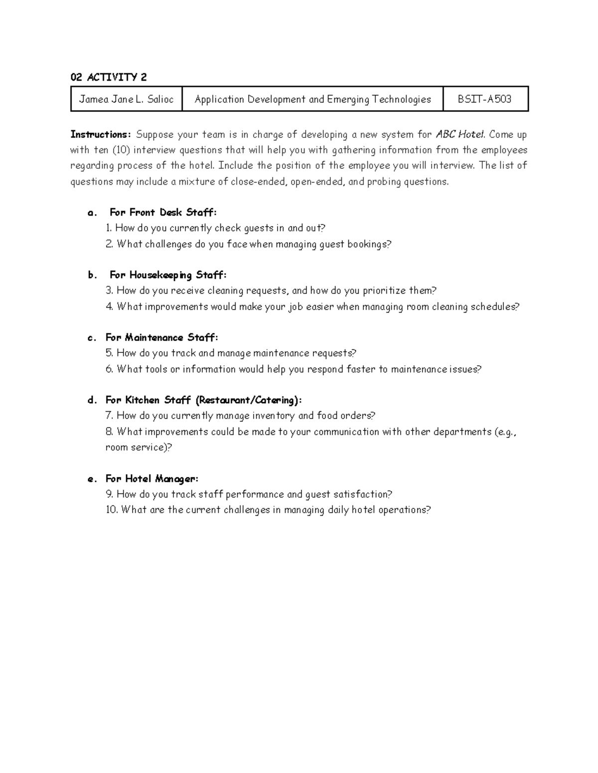 02 Activity 2 App Dev - Suppose your team is in charge of developing a ...