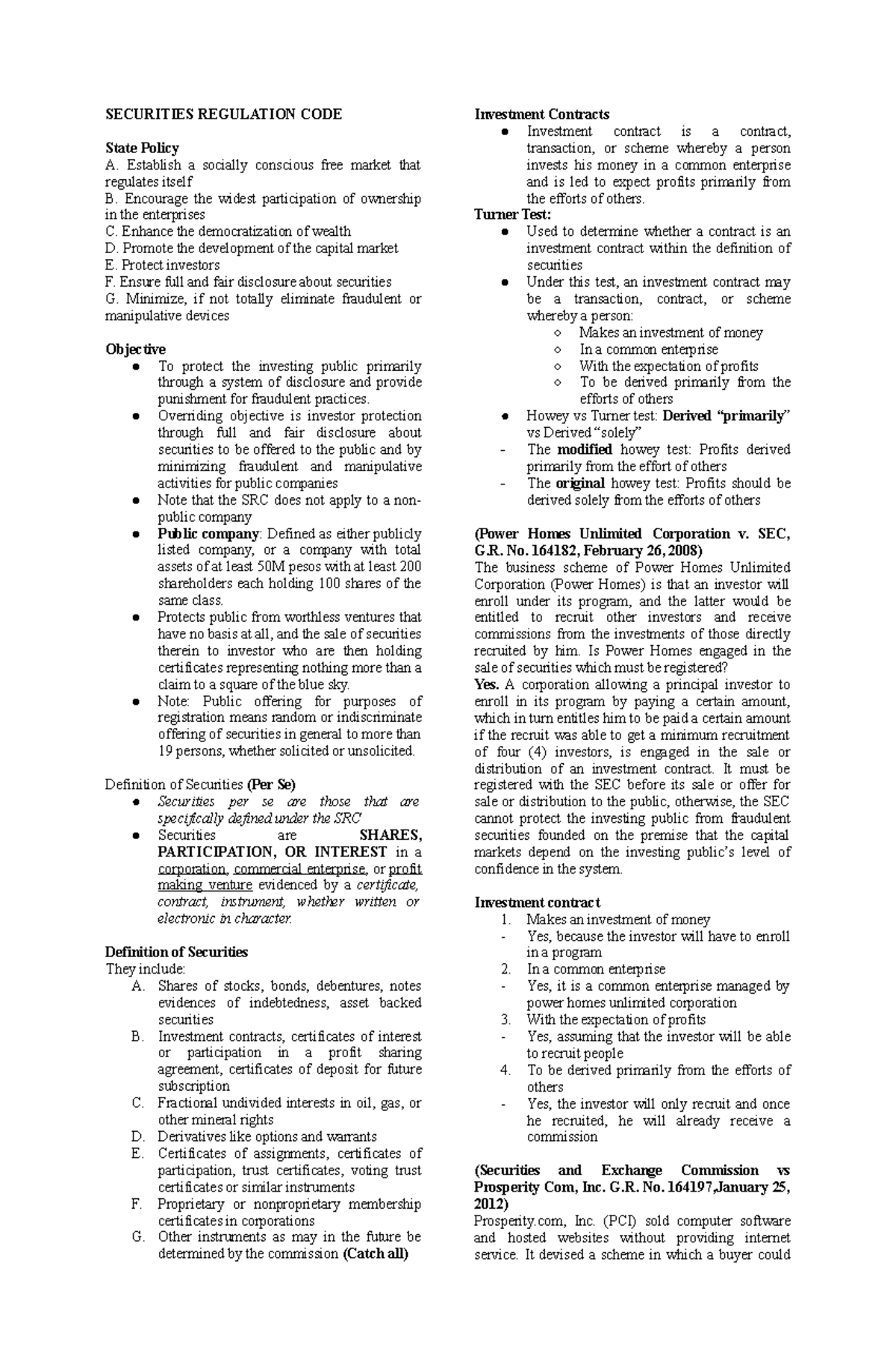 Securities Regulation Code - SECURITIES REGULATION CODE State Policy A ...