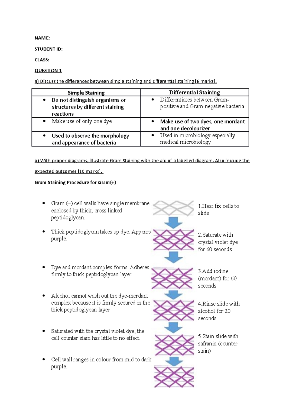 Assessment MIC461 Laboratory - NAME: STUDENT ID: CLASS: QUESTION 1 a ...