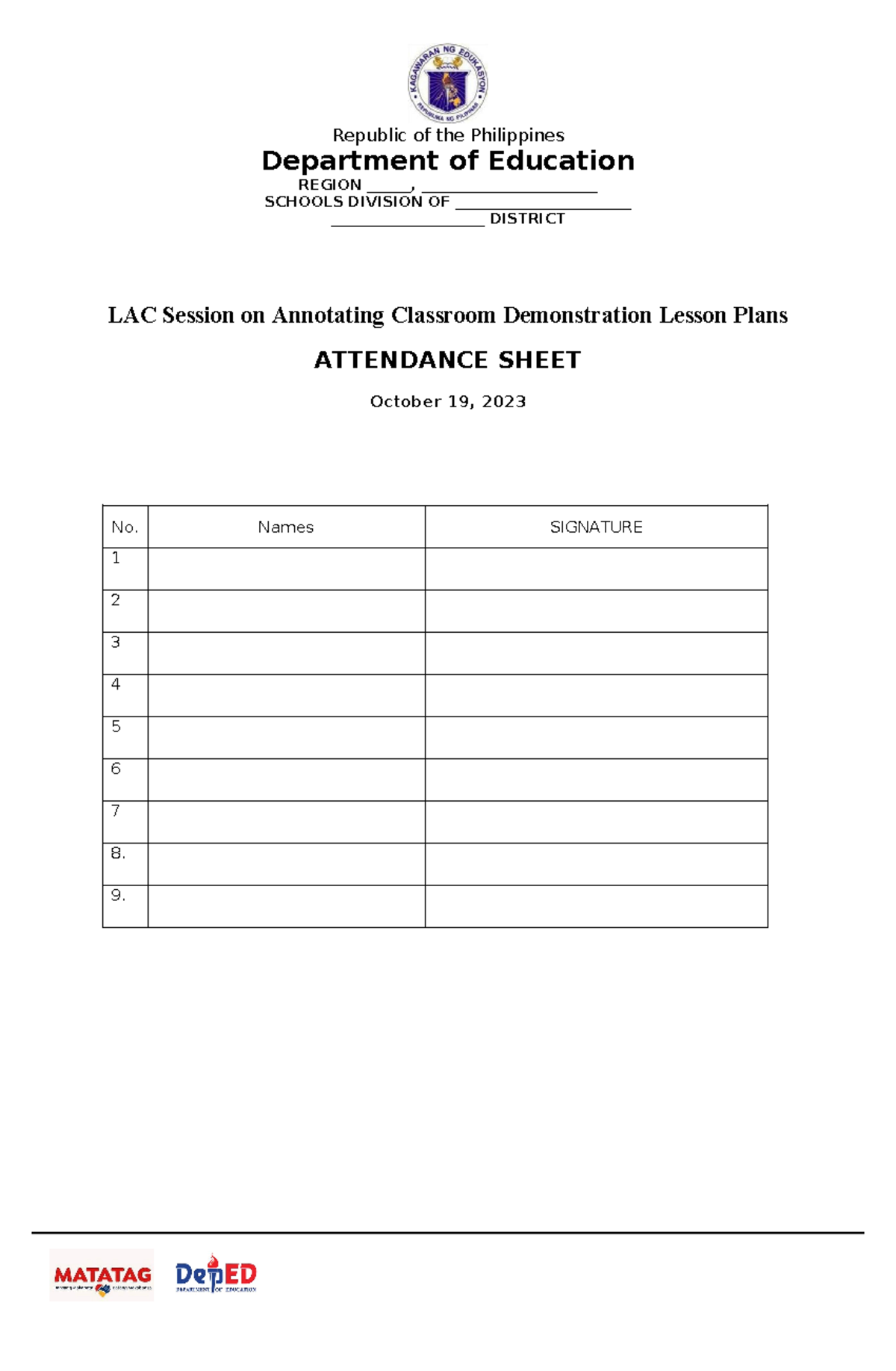 12. LAC Attendance - NONE - Bachelor of Secondary Education - Republic ...