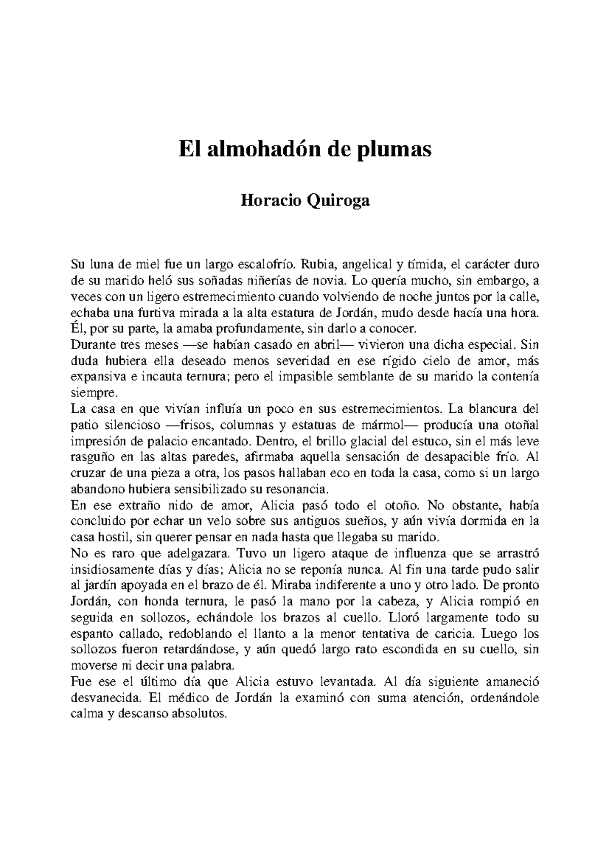 El almohadon de plumas - COMPRENSION LECTORA - El almohadón de plumas ...