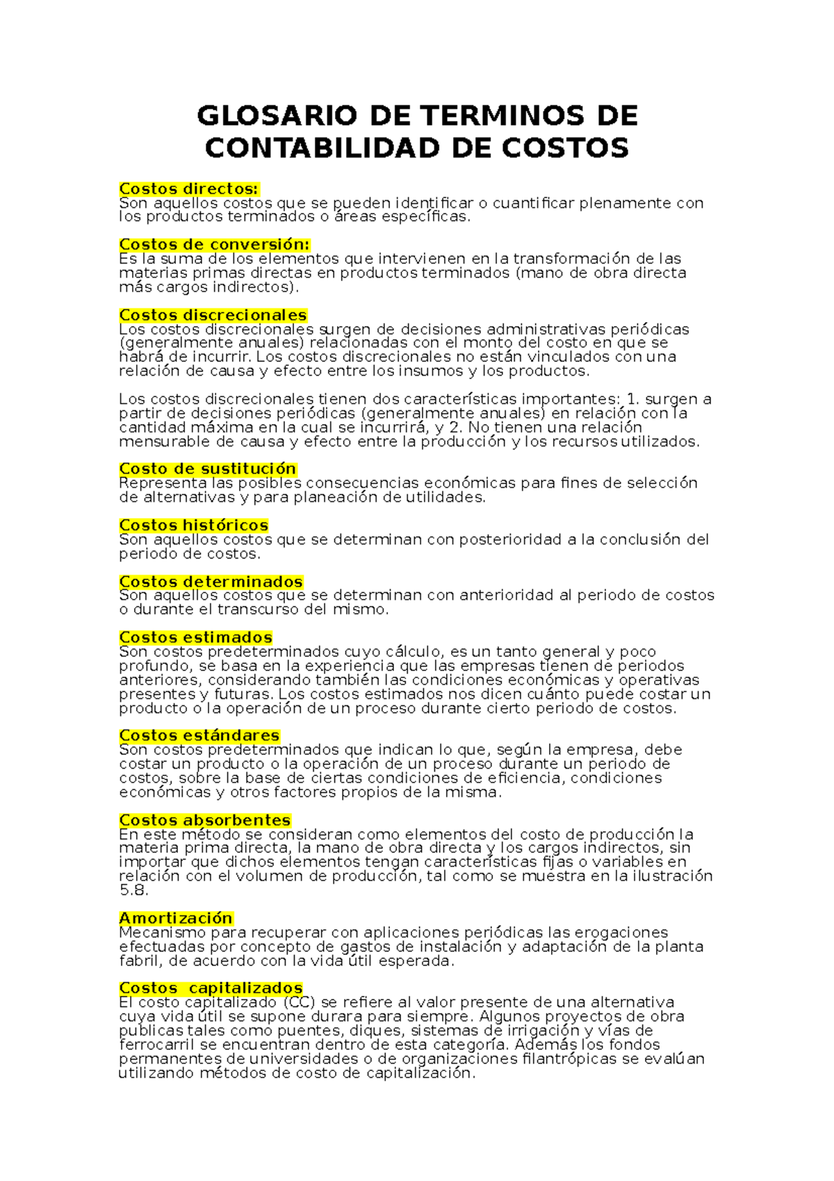 327908551 Glosario de Terminos de Contabilidad de Costos - GLOSARIO DE ...