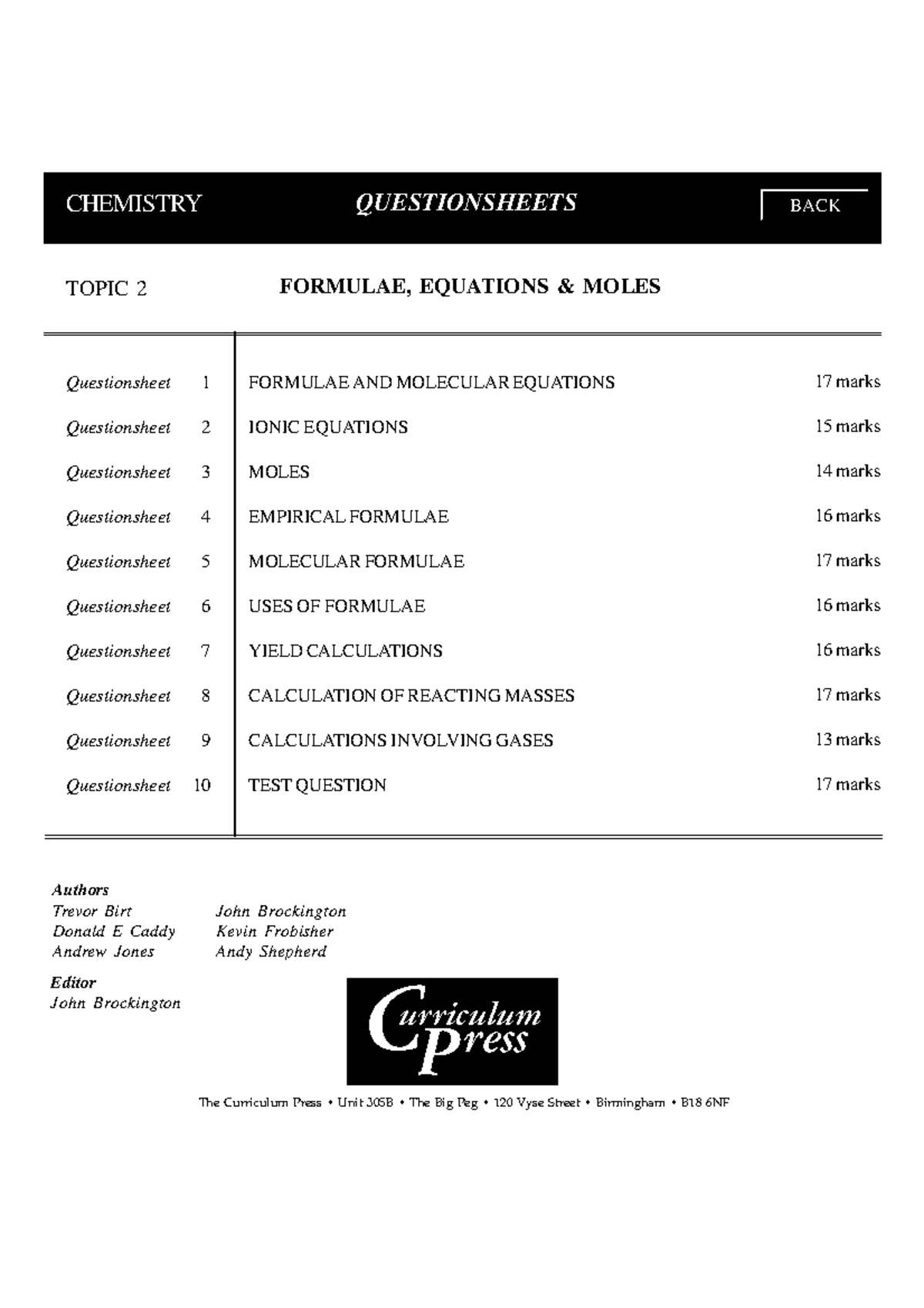 Formulae, Equations & Moles for aqa chemistry - TOPIC 2 FORMULAE ...