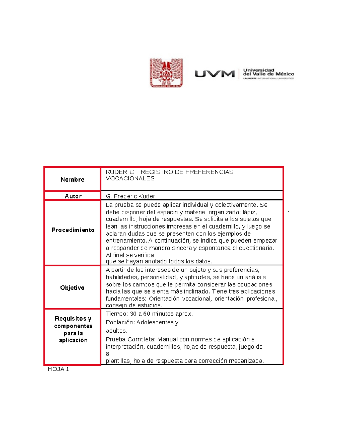 Reactivos kuder - . Nombre KUDER-C – REGISTRO DE PREFERENCIAS ...