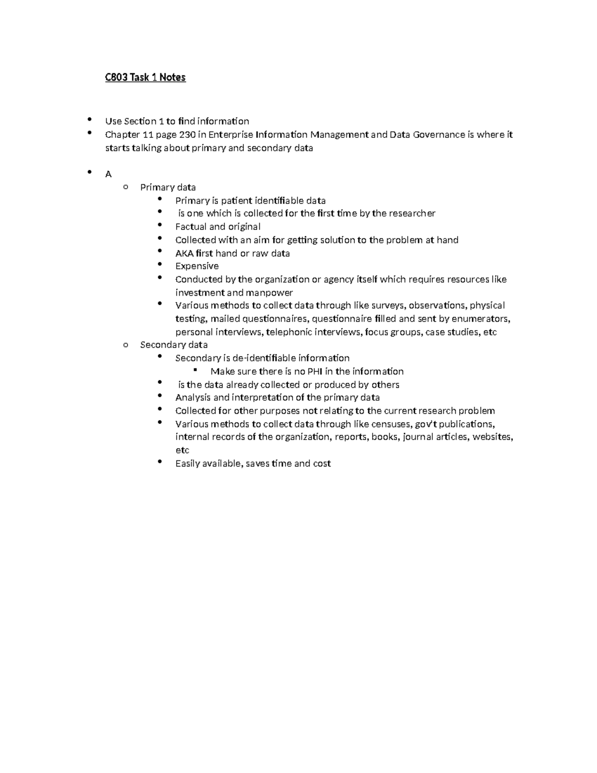 C803 Task 1 Notes new - C803 Task 1 Notes Use Section 1 to find ...