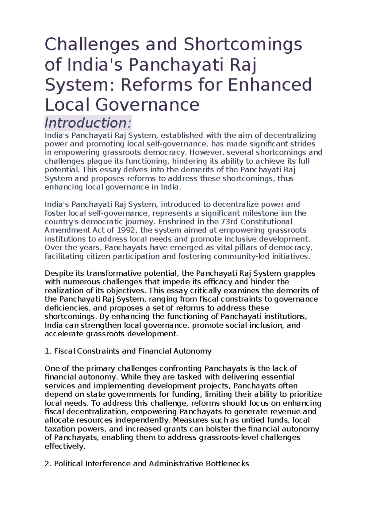 Challenges and Shortcomings of India - Challenges and Shortcomings of ...