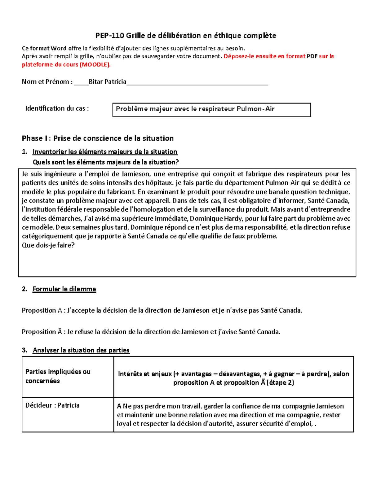Grille éthique Complète - Patricia Bitar - PEP-110 Grille de ...