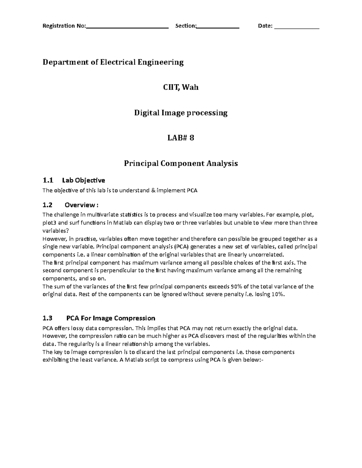 Lab Manual#8 - Digital Image Processing Lab Manual CUI Wah ...