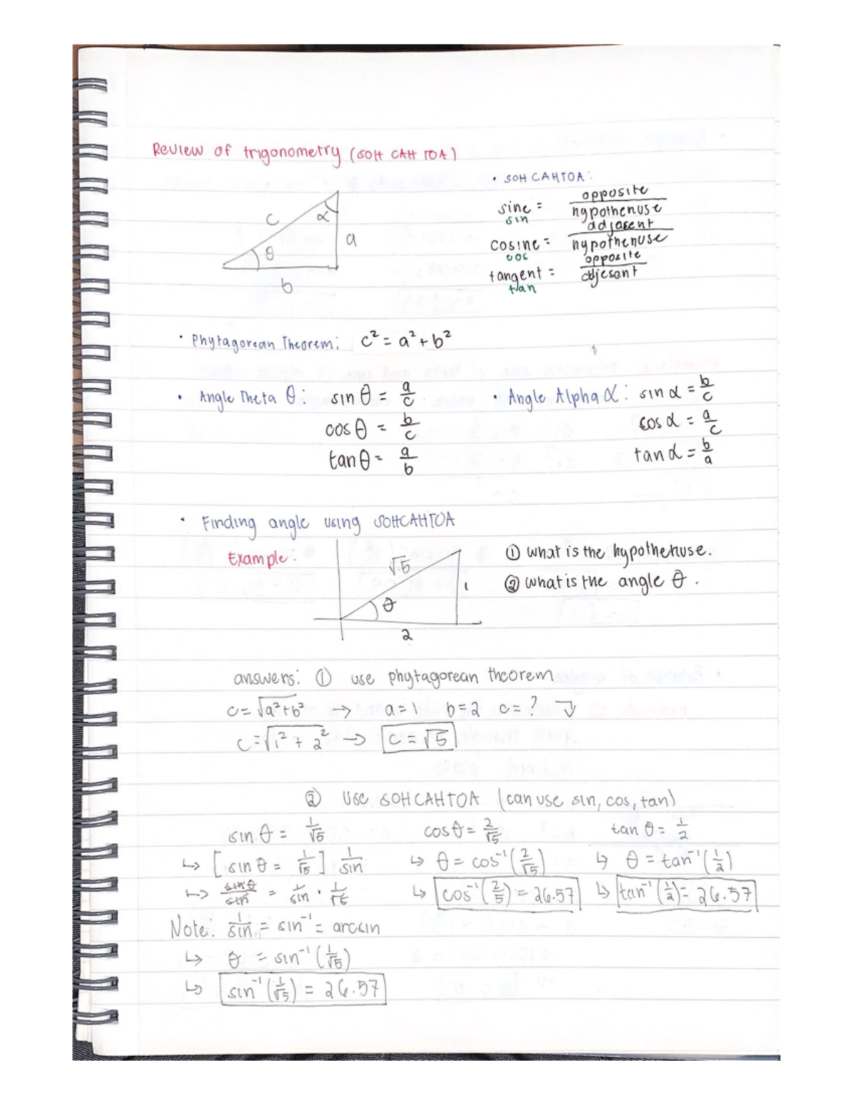 Trigonometry Review (SOH CAH TOA) - Review of trigonometry (GOH CAH TOA ...