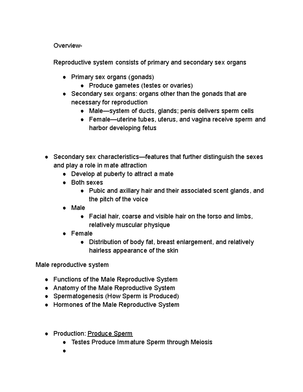 Bio notes male preproductive system - Overview- Reproductive system ...