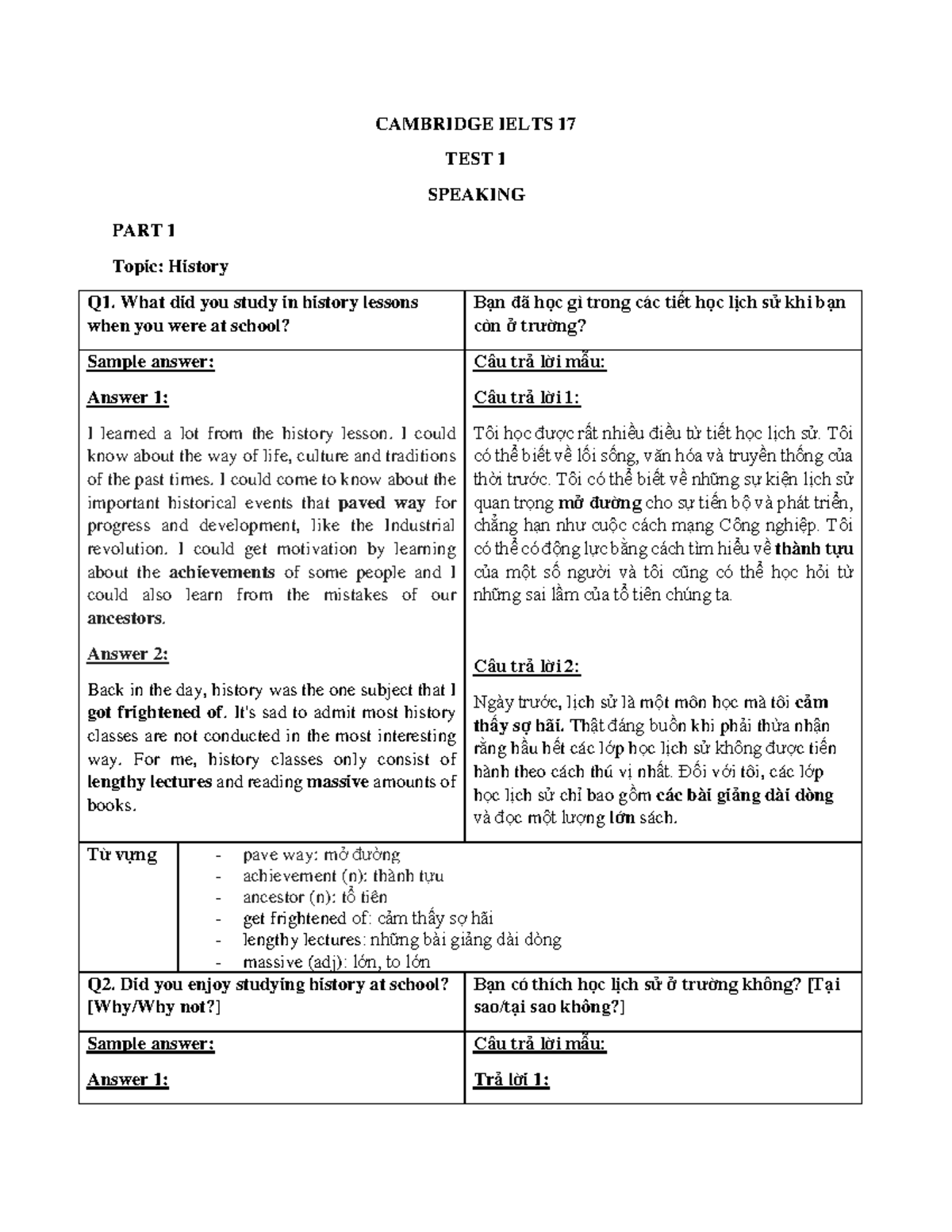 CAM 17 TEST 1 S - ưdefgvb - CAMBRIDGE IELTS 17 TEST 1 SPEAKING PART 1 ...