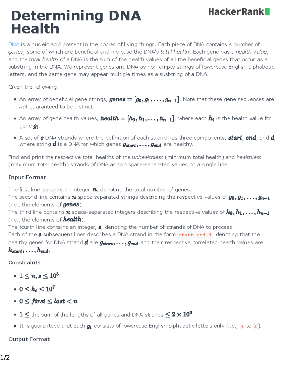Determining dna health English - 1/ Determining DNA Health DNA is a nucleic acid present in the ...