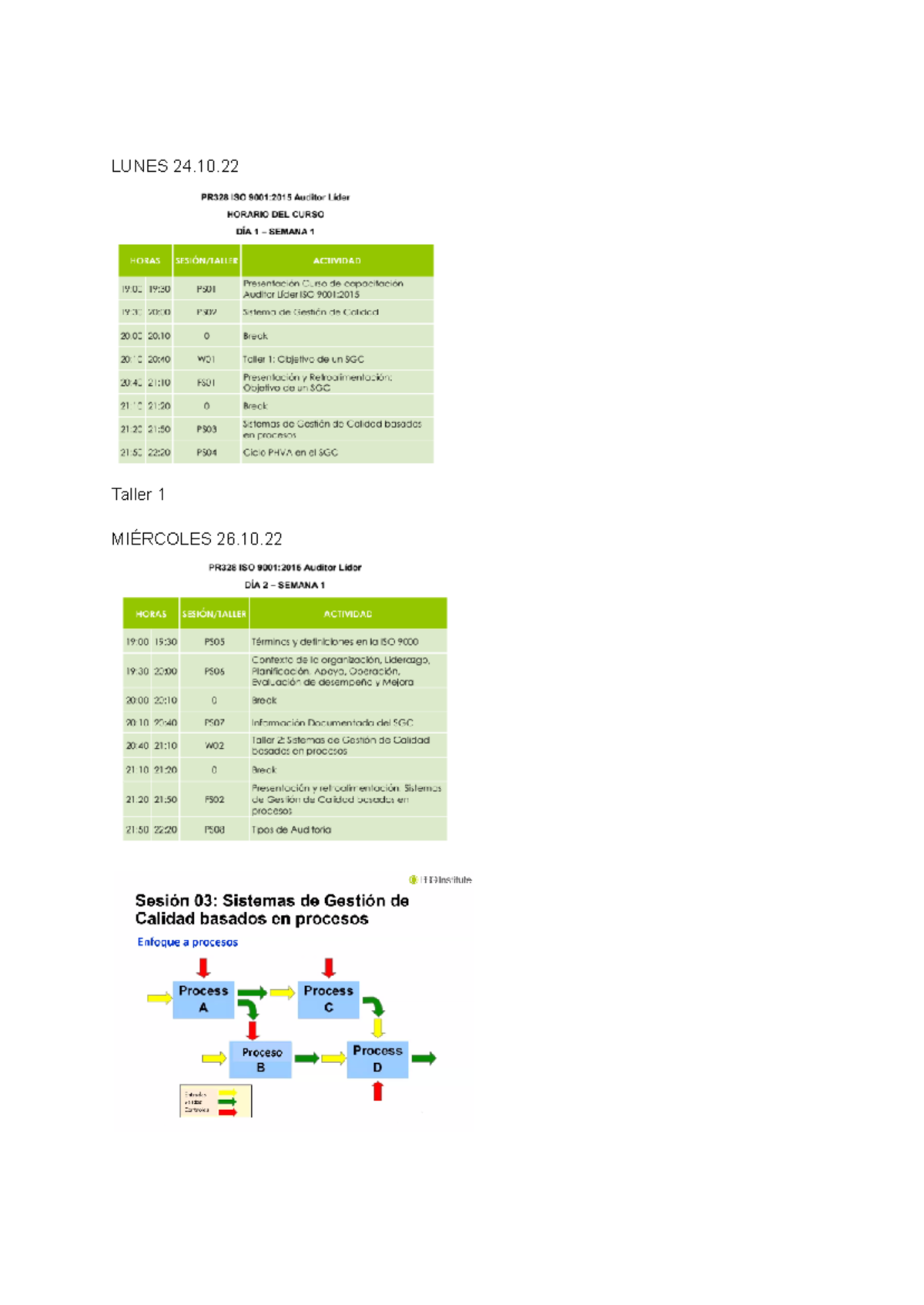 Clases- ISO 9001 - sss - Gestión de Proyectos - lunes 31/10/ Miércoles ...