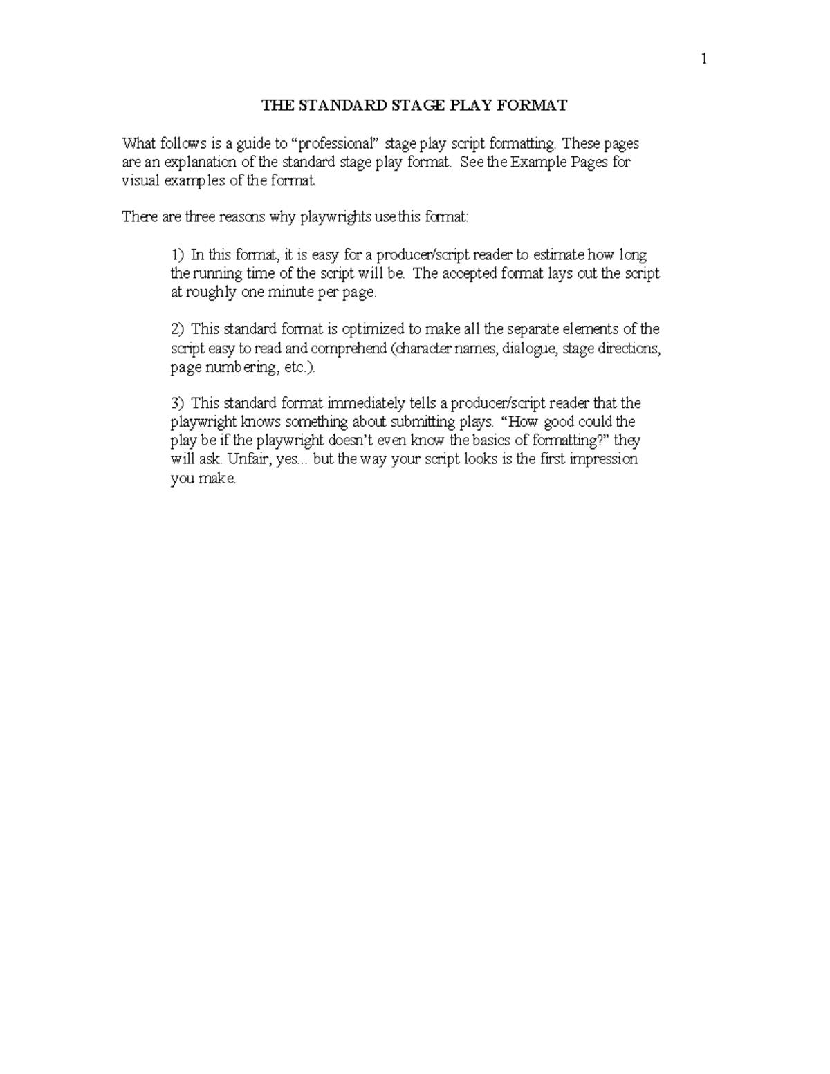 Script-Format - 1 THE STANDARD STAGE PLAY FORMAT What follows is a ...