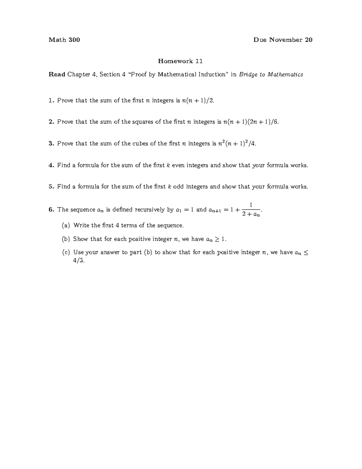 300F07HW11 - HWs given in class for Math 300, Carl Cowen courses - Math ...