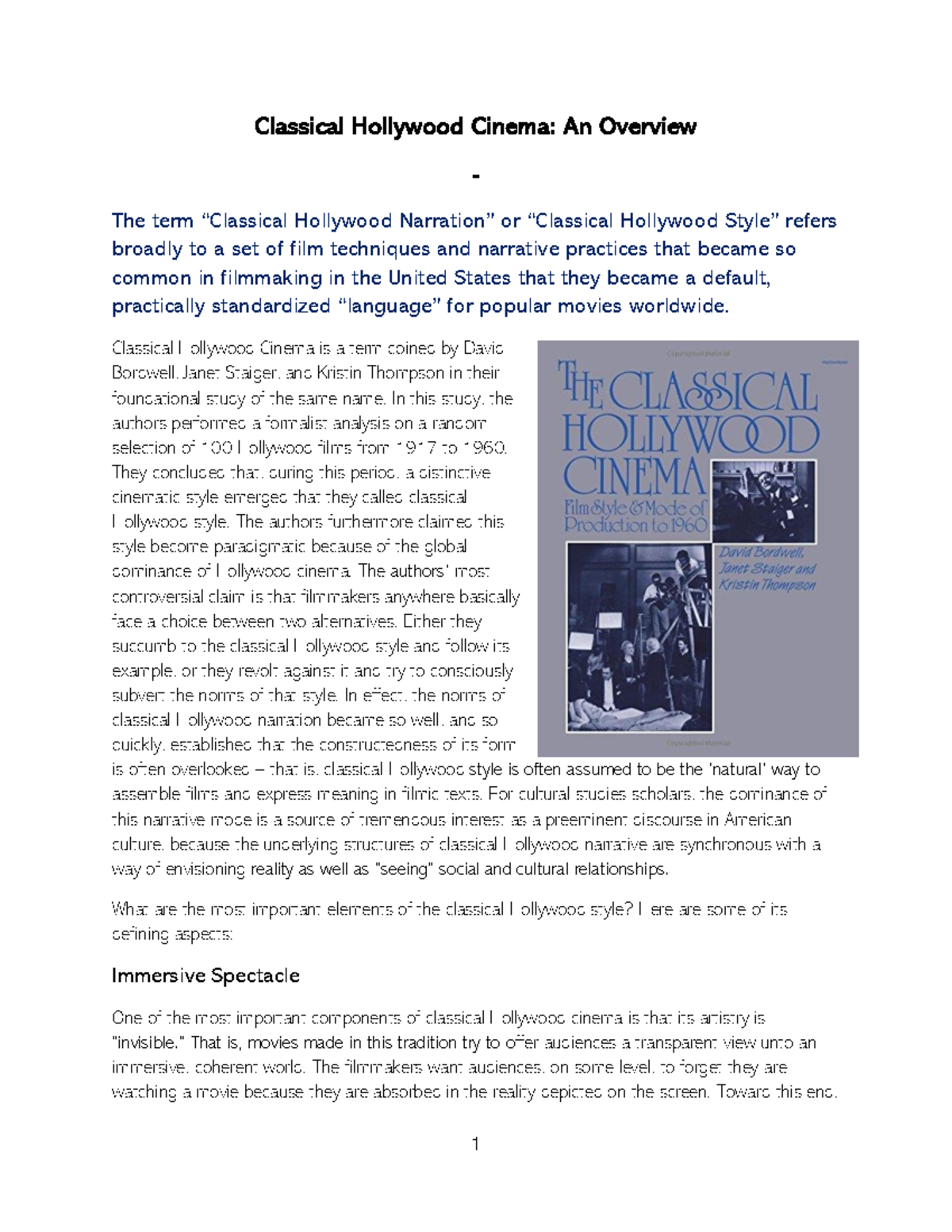 Classical Hollywood Cinema - Classical Hollywood Cinema is a term ...