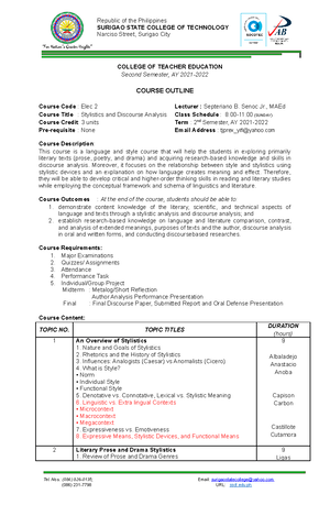 OBE Course Syllabus Technology for Teaching and Learning - I. Course No ...