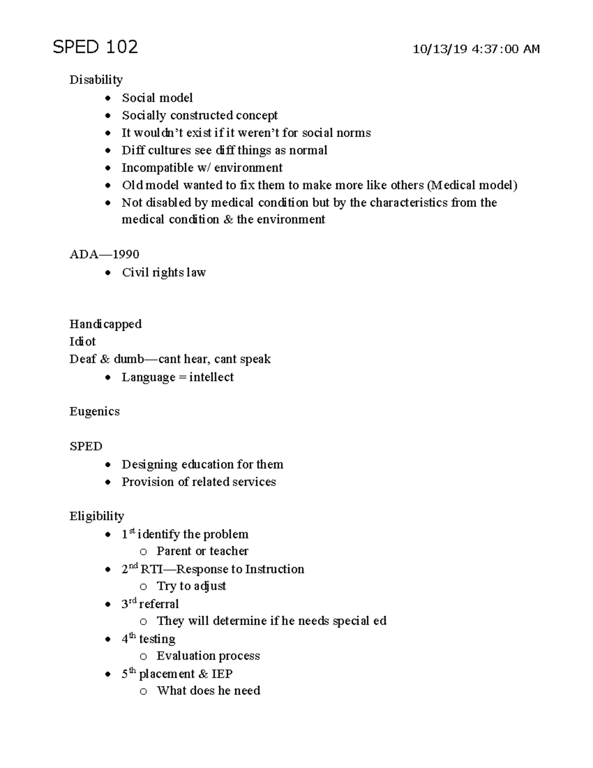 Special Ed Notebook - Lecture notes All lectures from first to last ...