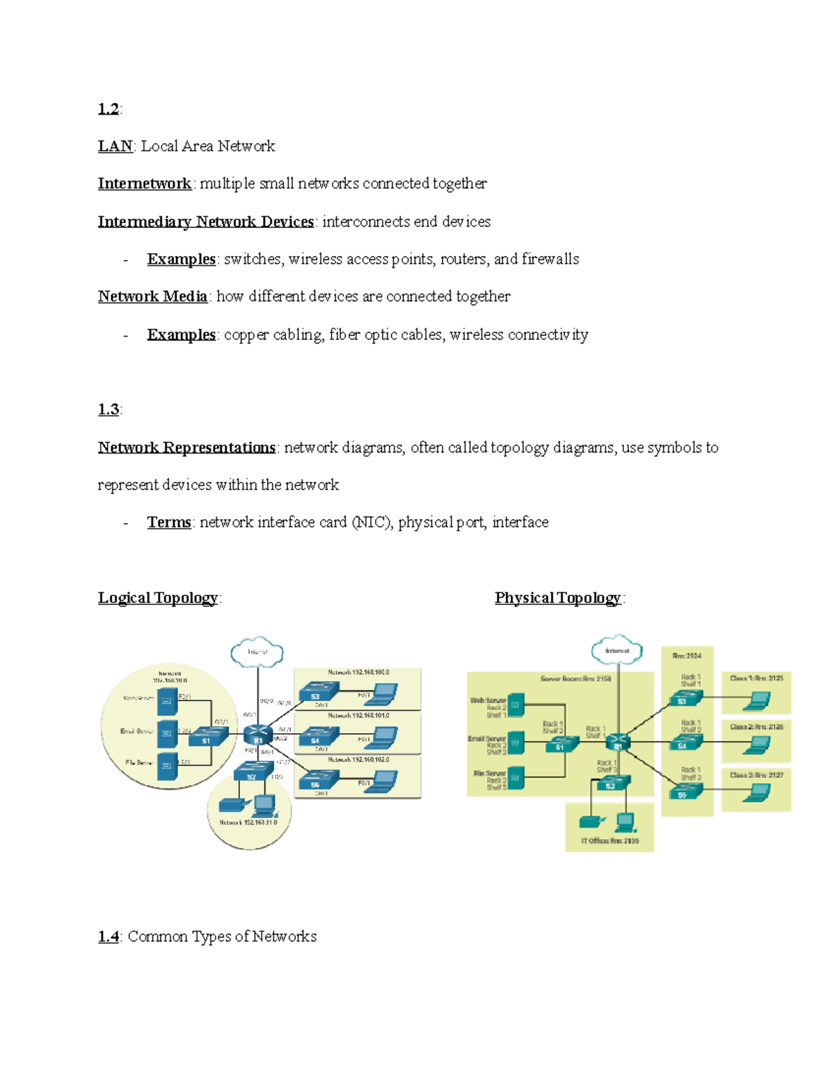 Module 1 Notes (Intro To Networks & Their Functions) - 1 : LAN : Local ...