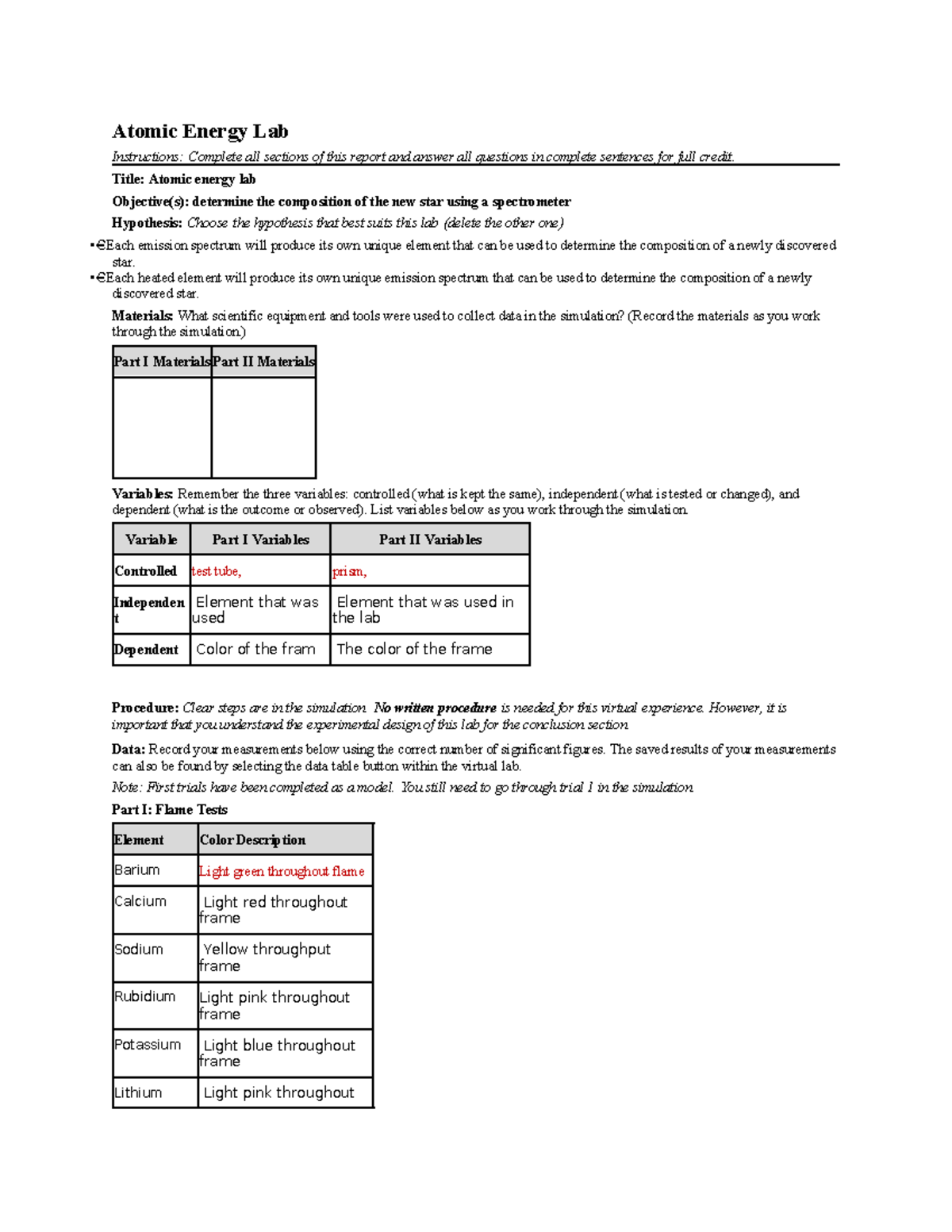 2.05 copy - Assignment - Atomic Energy Lab Instructions: Complete all ...