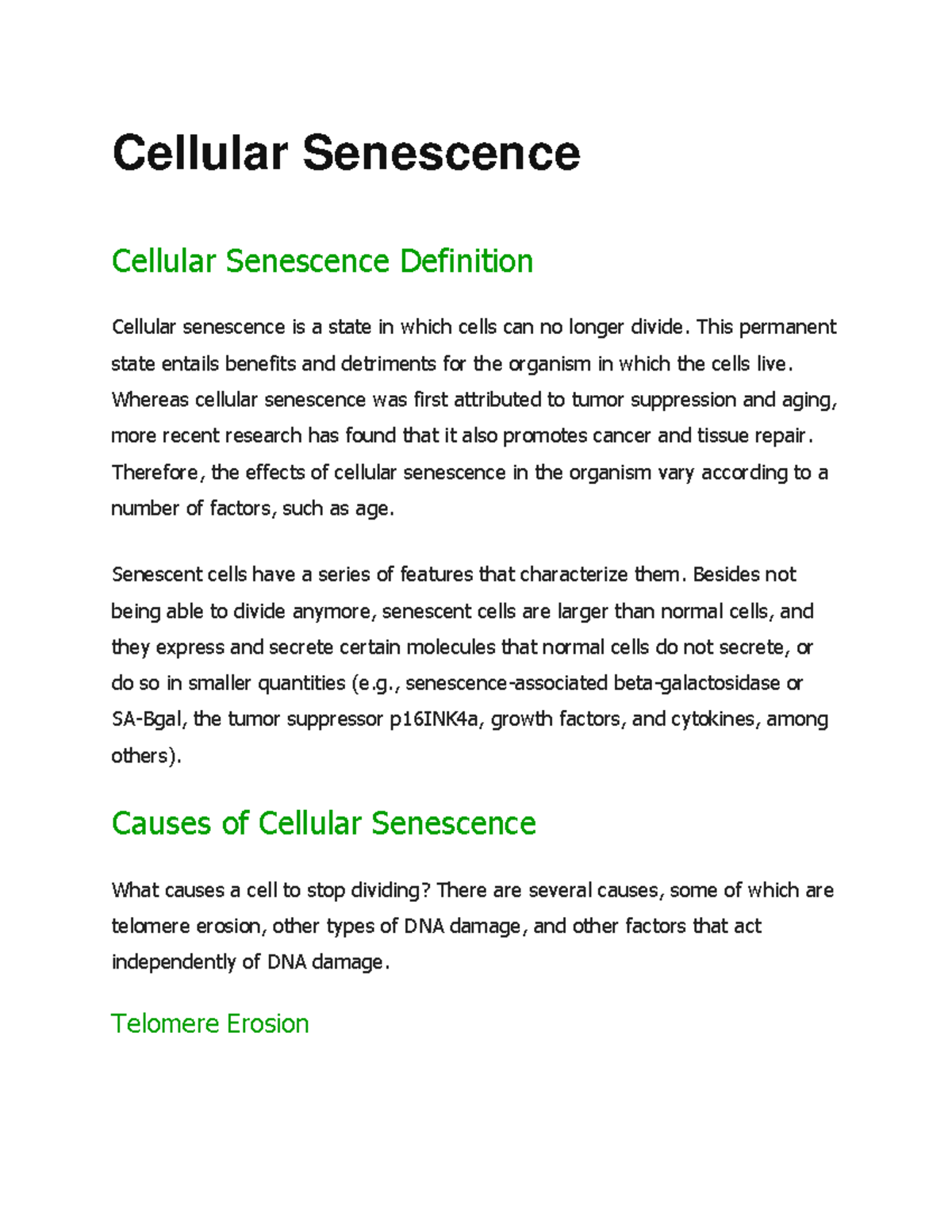 Cellular Senescence - Cellular Senescence Cellular Senescence ...