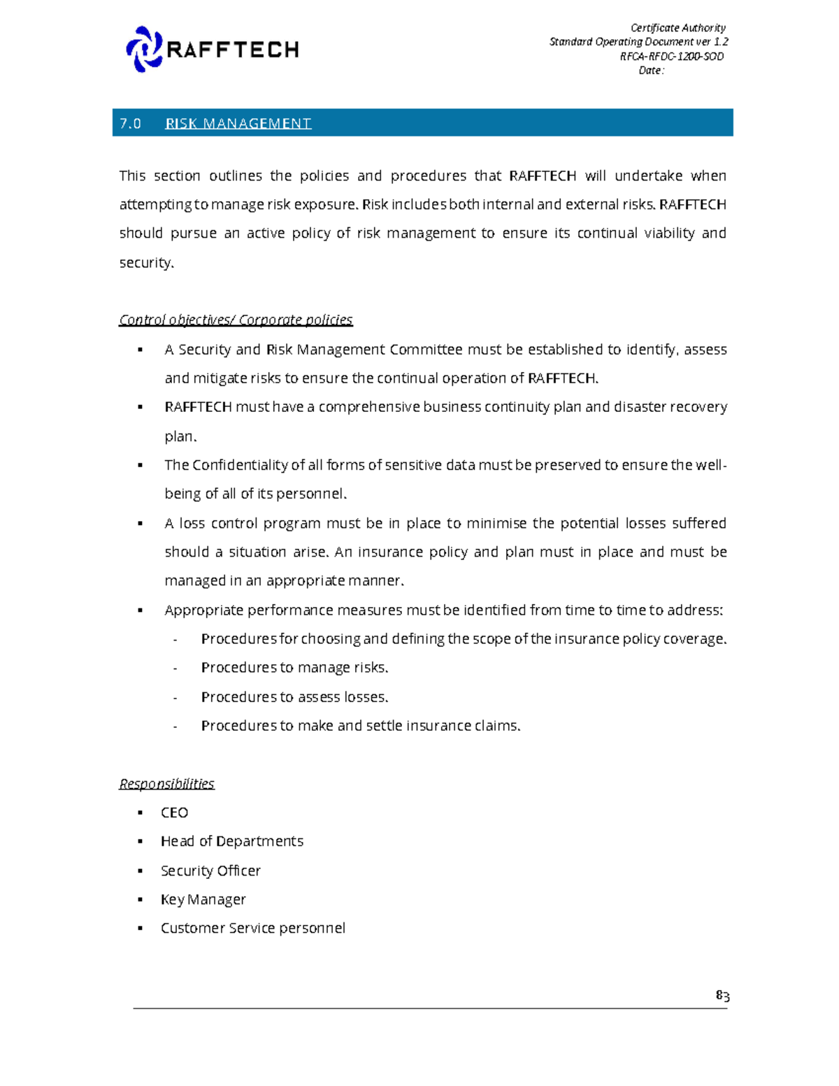 Risk Management - Simplified Version of Risk - Standard Operating ...