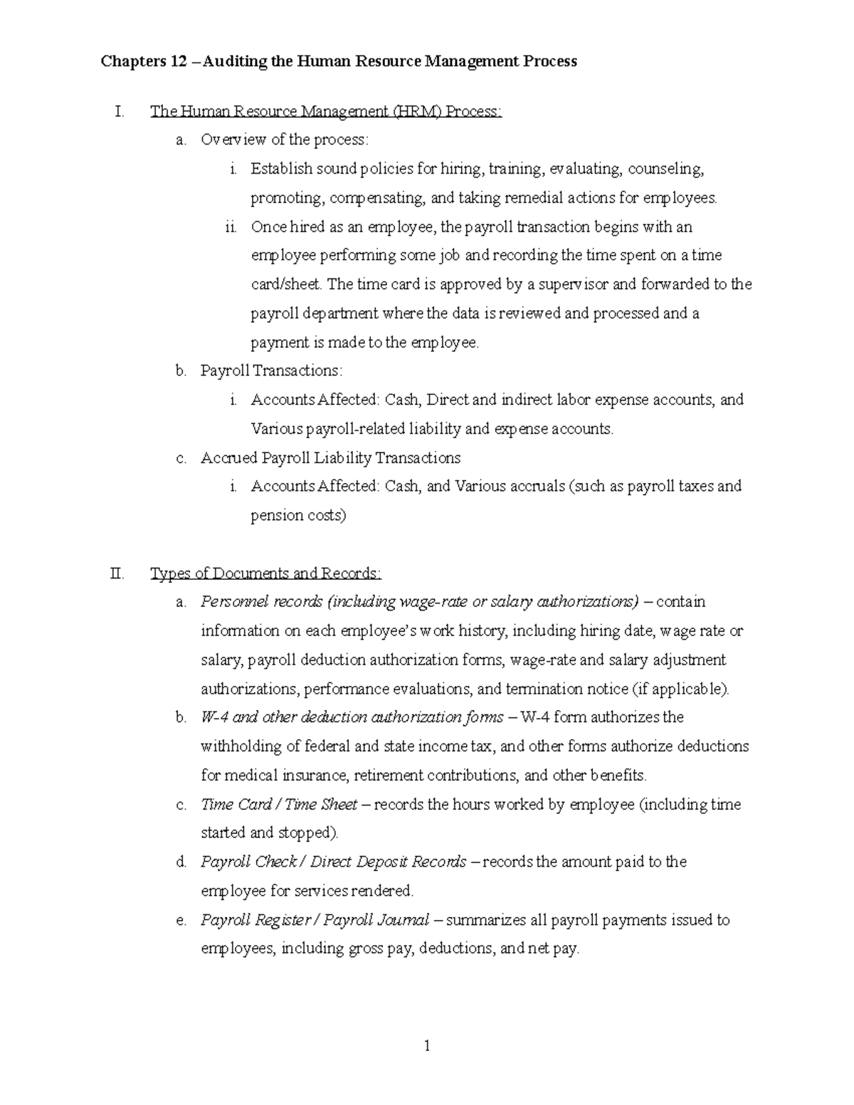 Chapter 12 Lecture - I. The Human Resource Management (HRM) Process: a ...