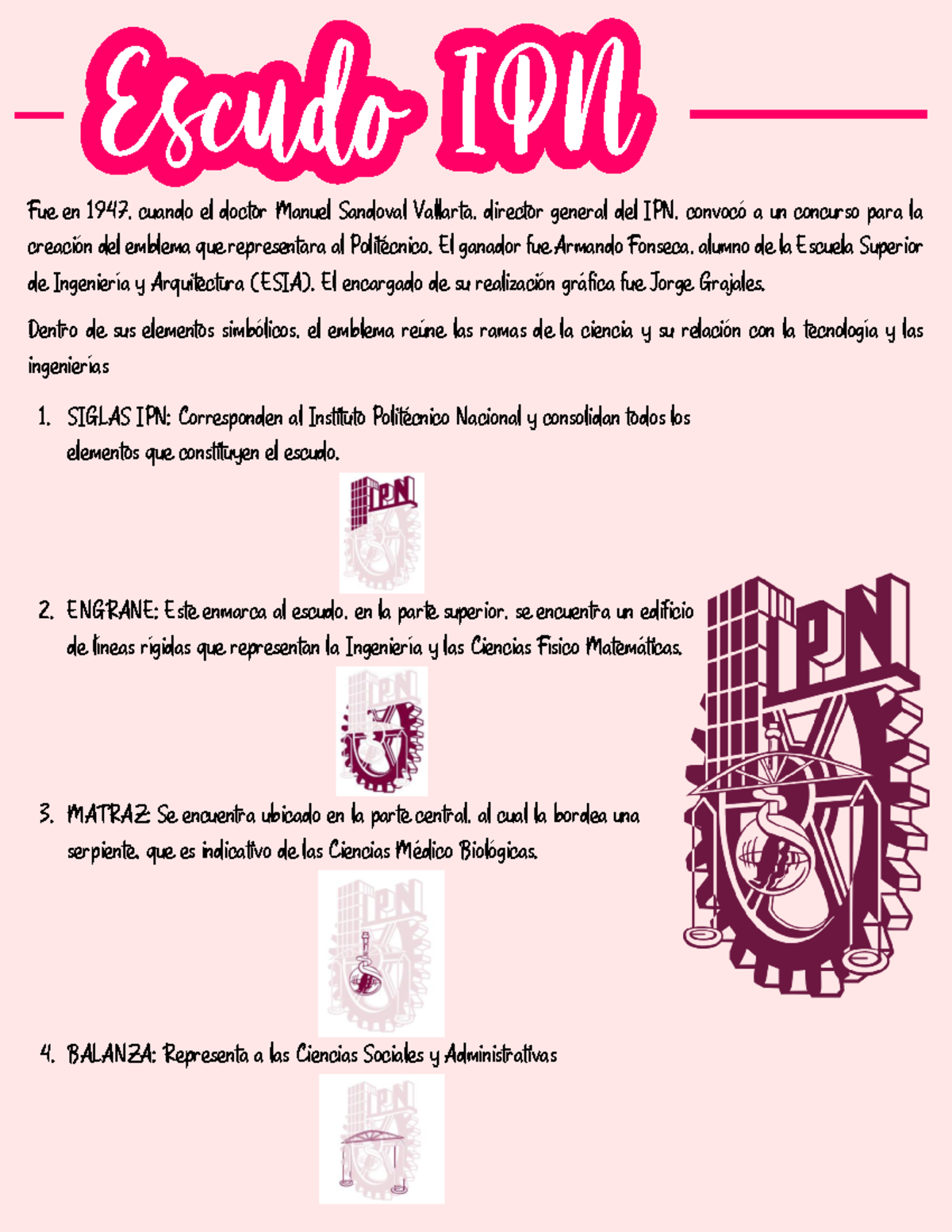 Escudo IPN - Fue en 1947, cuando el doctor Manuel Sandoval Vallarta ...