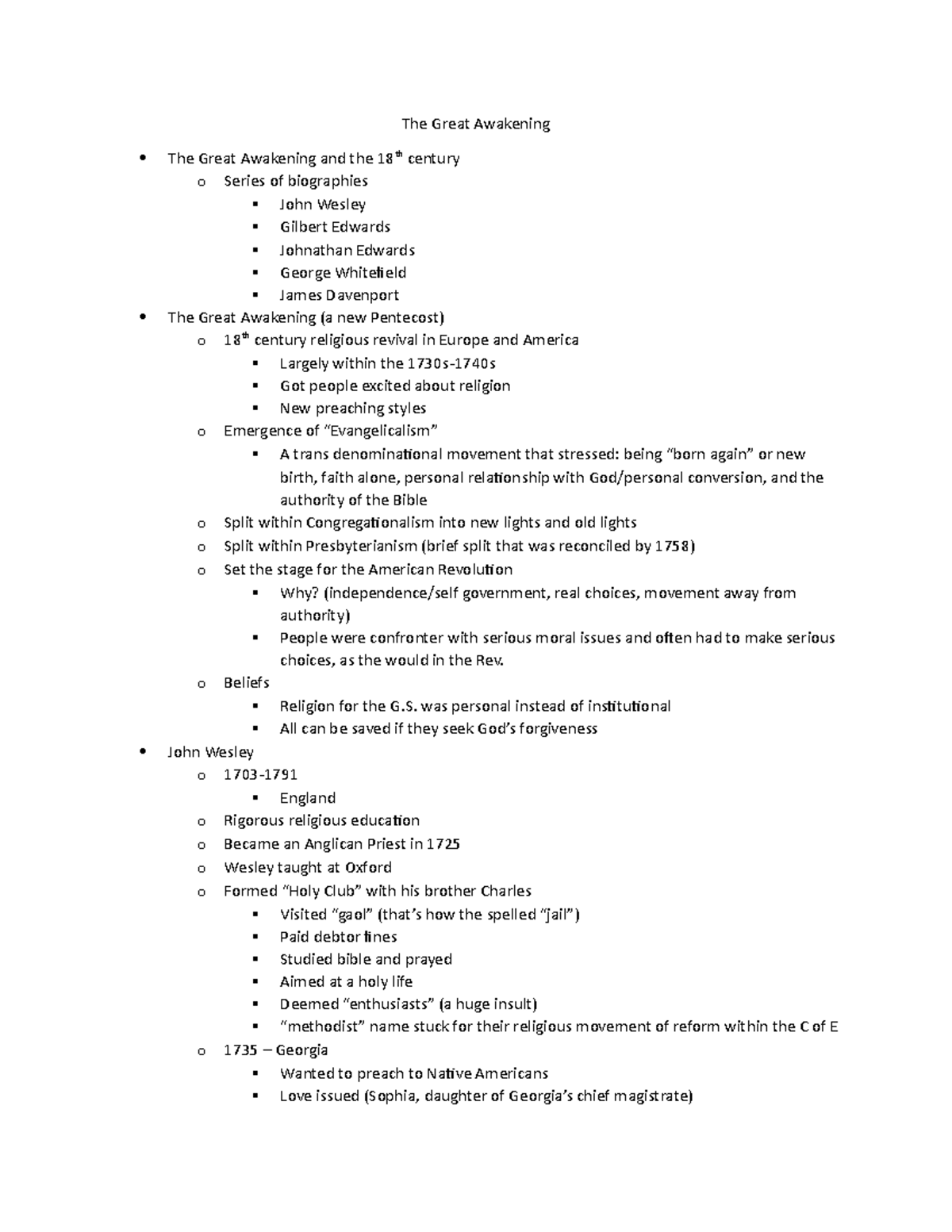 Class 9: The Great Awakening - The Great Awakening The Great Awakening ...