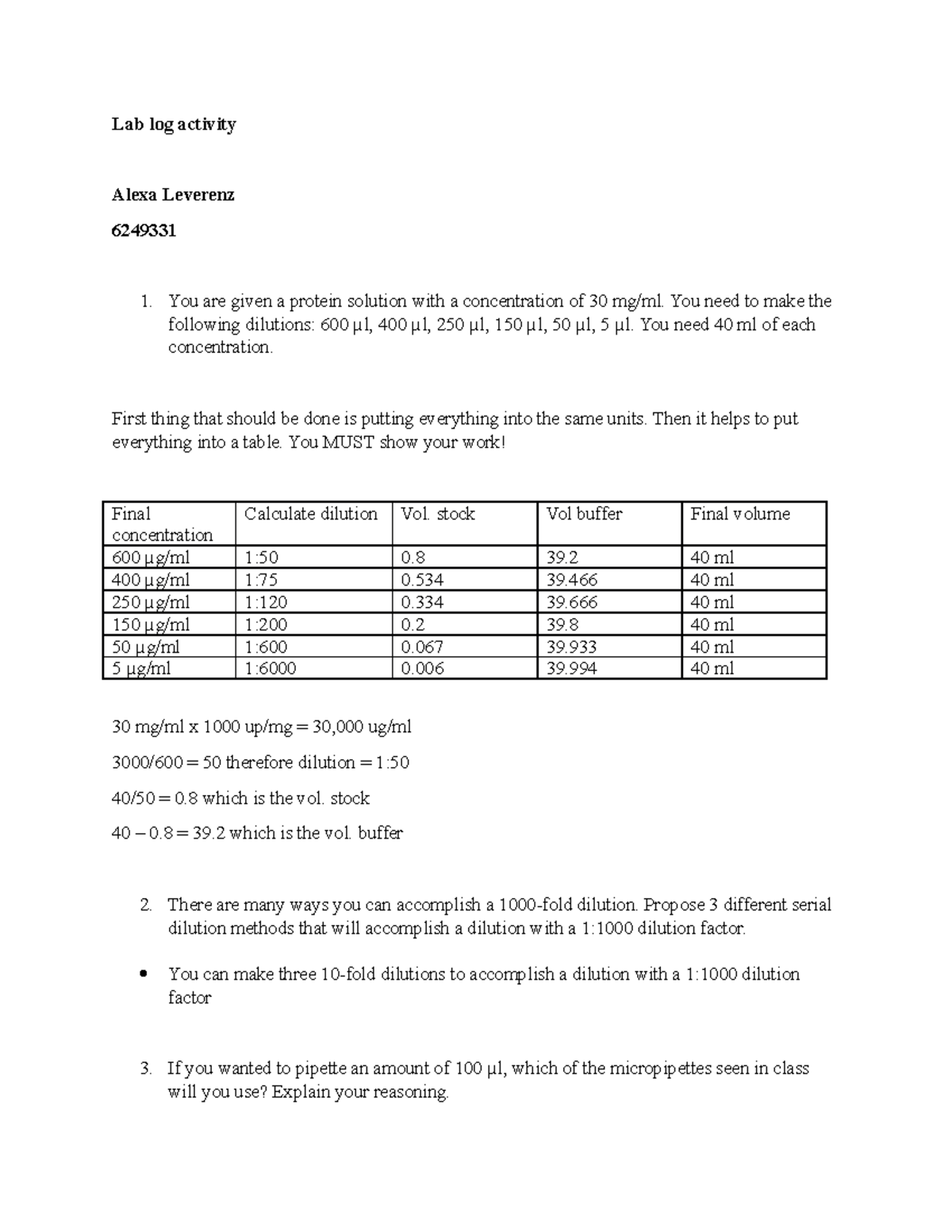 Complete lab log 1 - Lab Log 1 - Lab log activity Alexa Leverenz ...