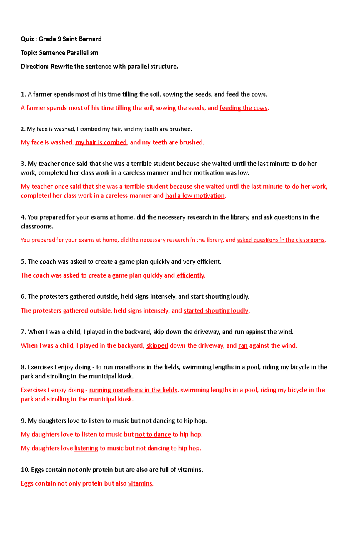 Quiz Paralelism - For reference - Quiz : Grade 9 Saint Bernard Topic ...
