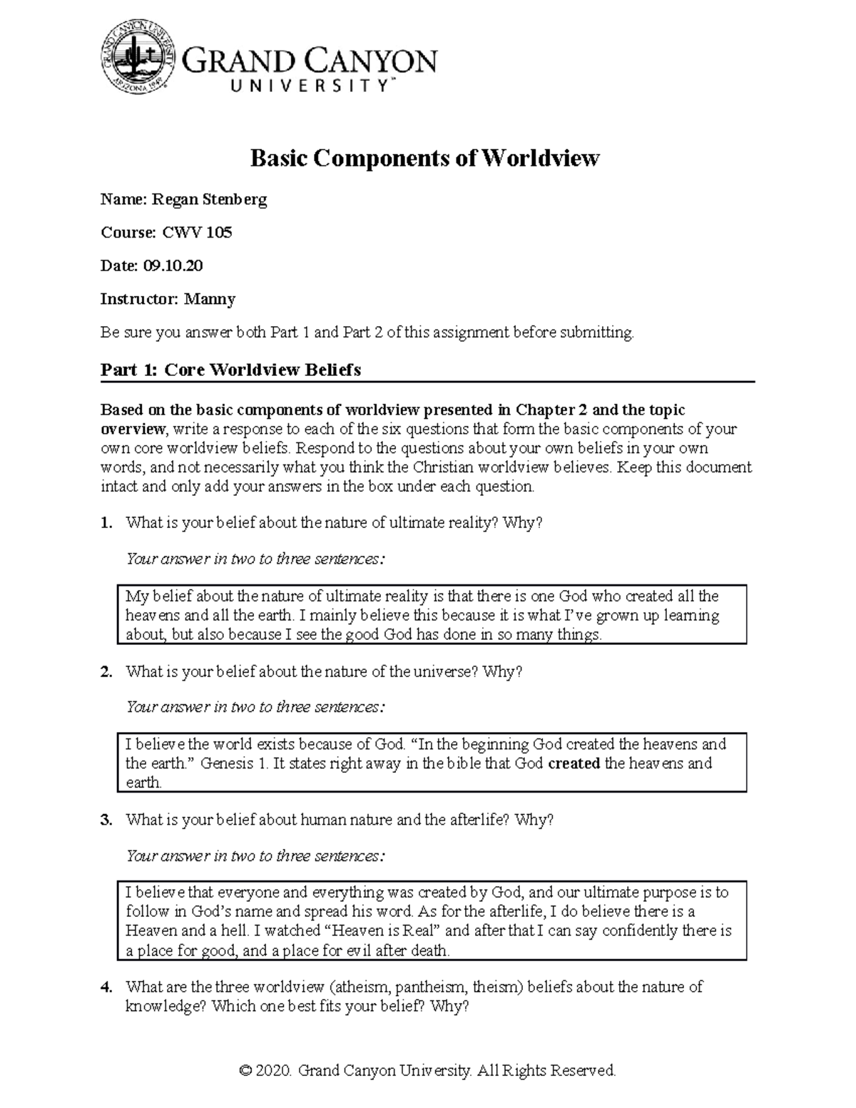 Basic Components Of Worldview CWV-105 - Basic Components of Worldview ...