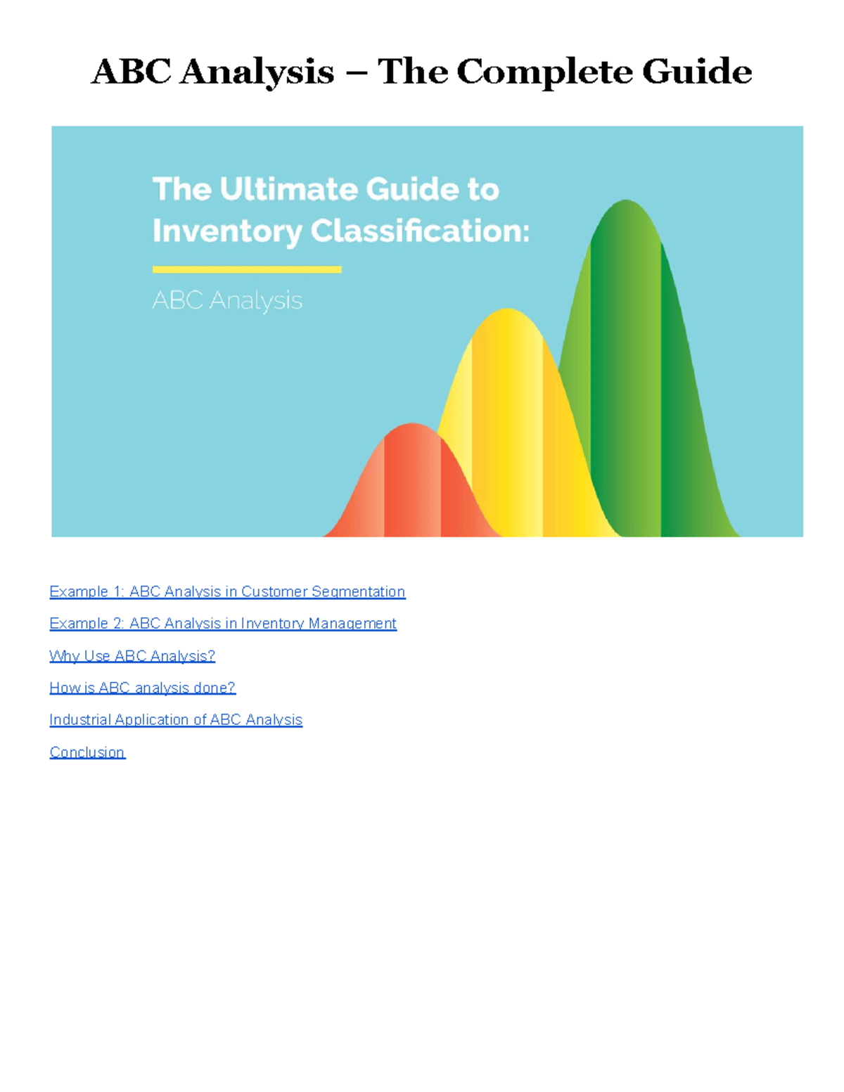 ABC Analysis Review Notes ABC Analysis The Complete Guide Example