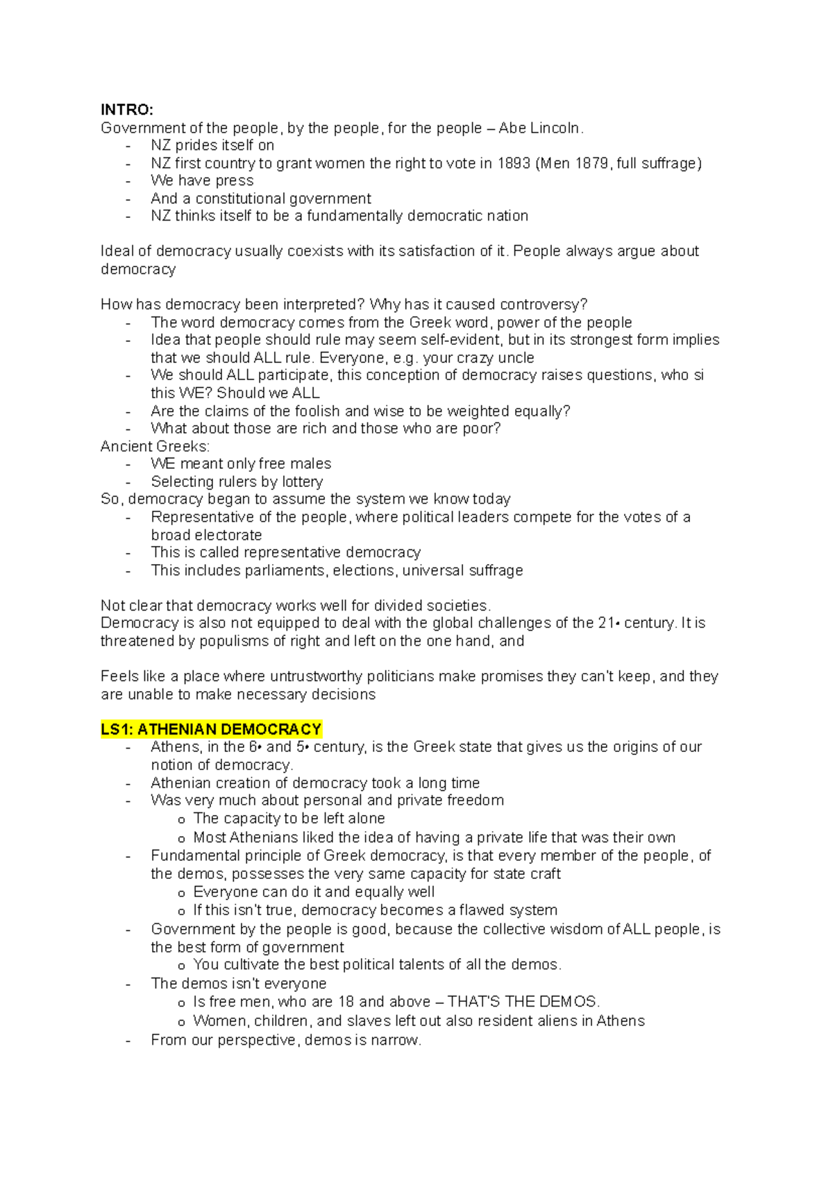 Module 3 - Lecture notes 3 - INTRO: Government of the people, by the ...