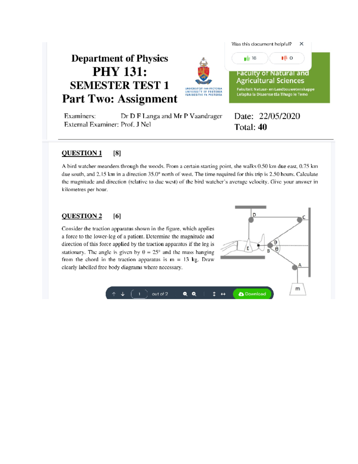 Semester test 1 may 2020 - Was this document helpful? X Department of ...