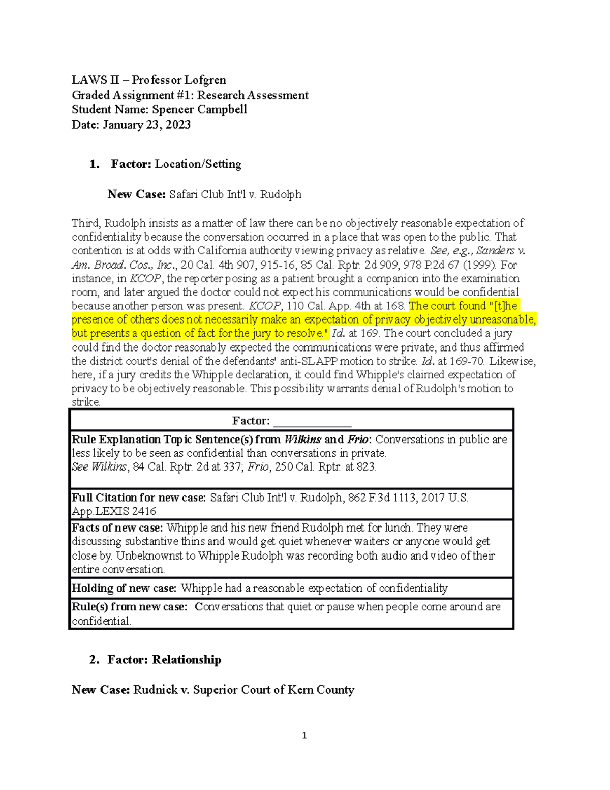 Template Case-Rule Chart for Research Assessment (Lofgren Spring 2023 ...