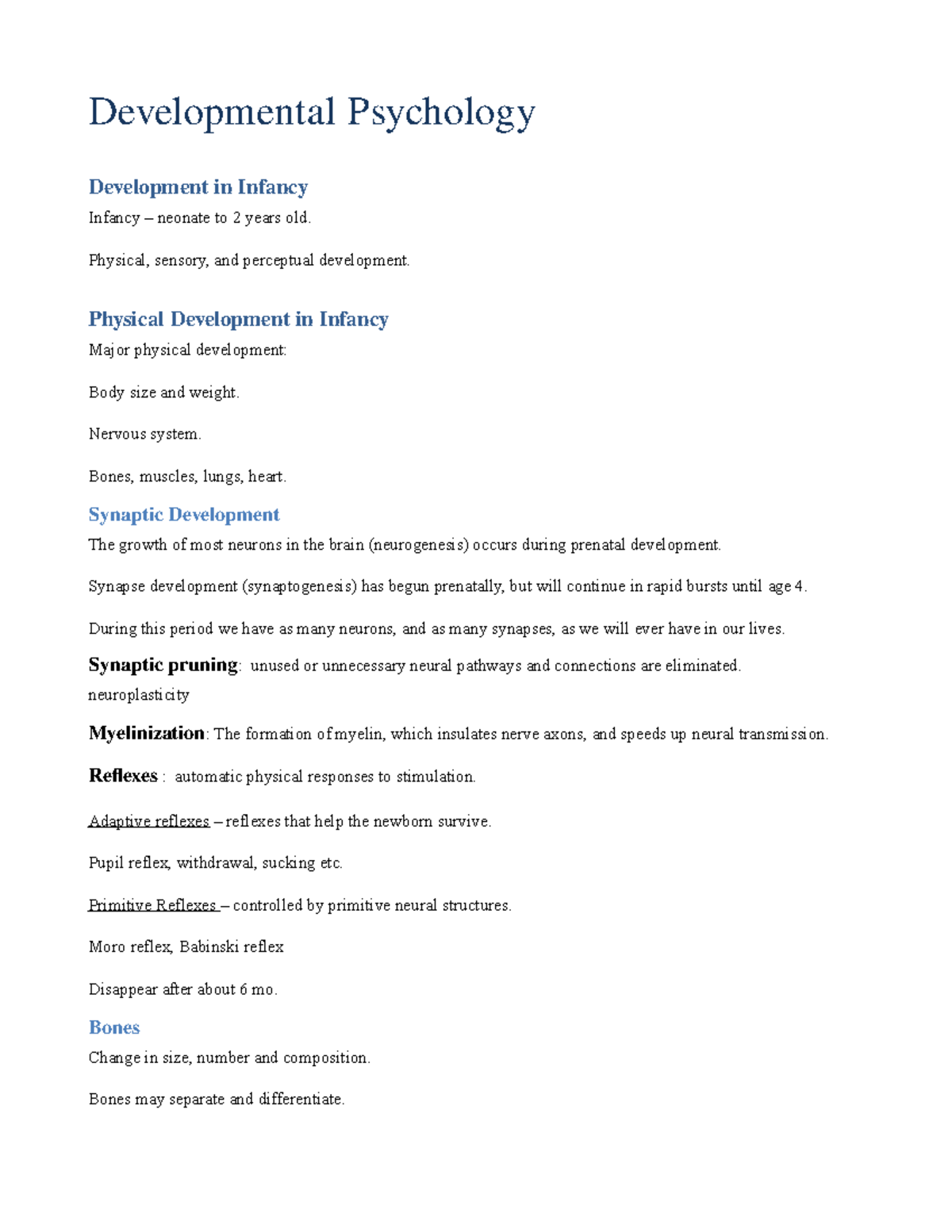 04 - Developmental Psychology Notes - Developmental Psychology ...