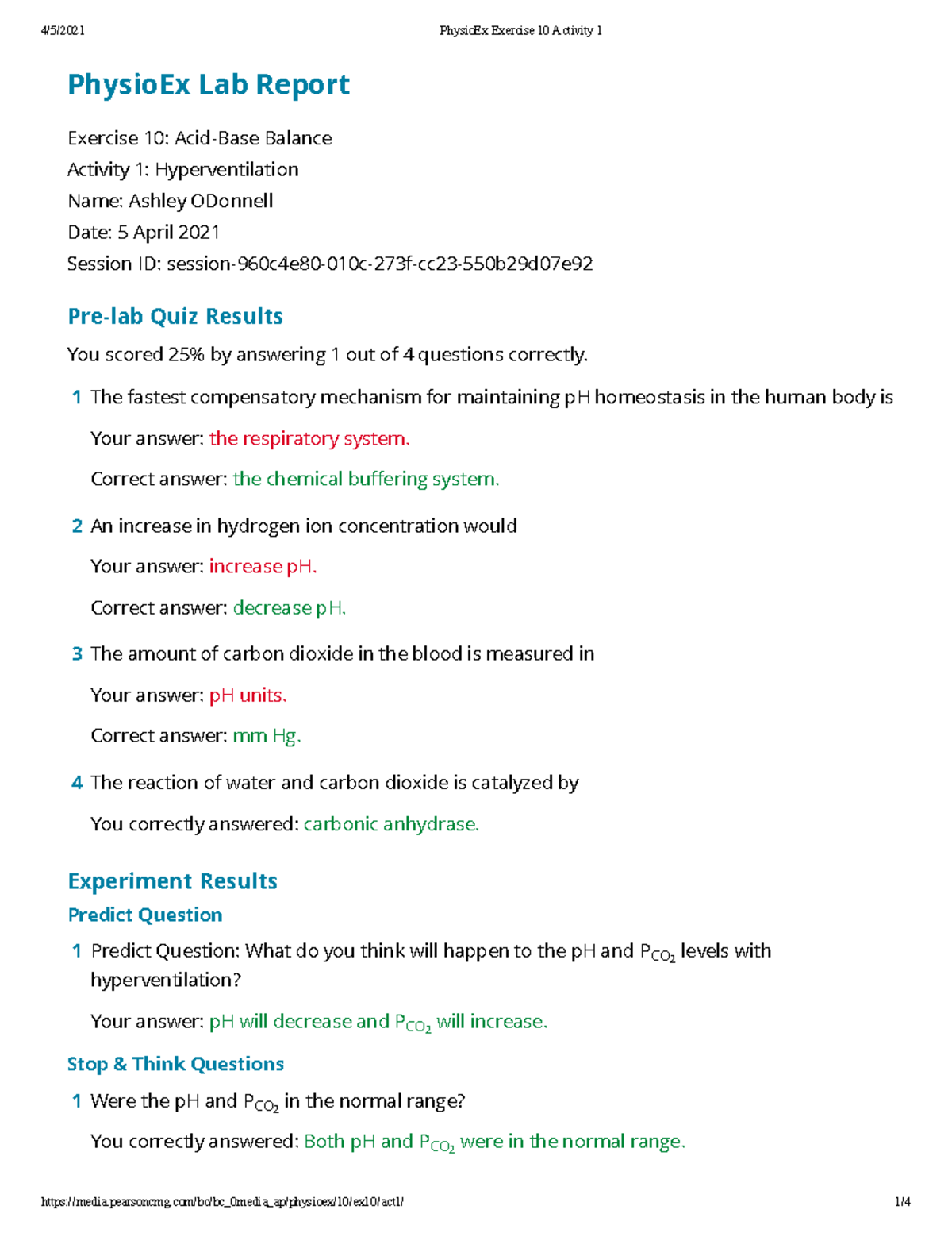Physio Ex Exercise 10 Activity 1 - PhysioEx Lab Report Exercise 10 ...