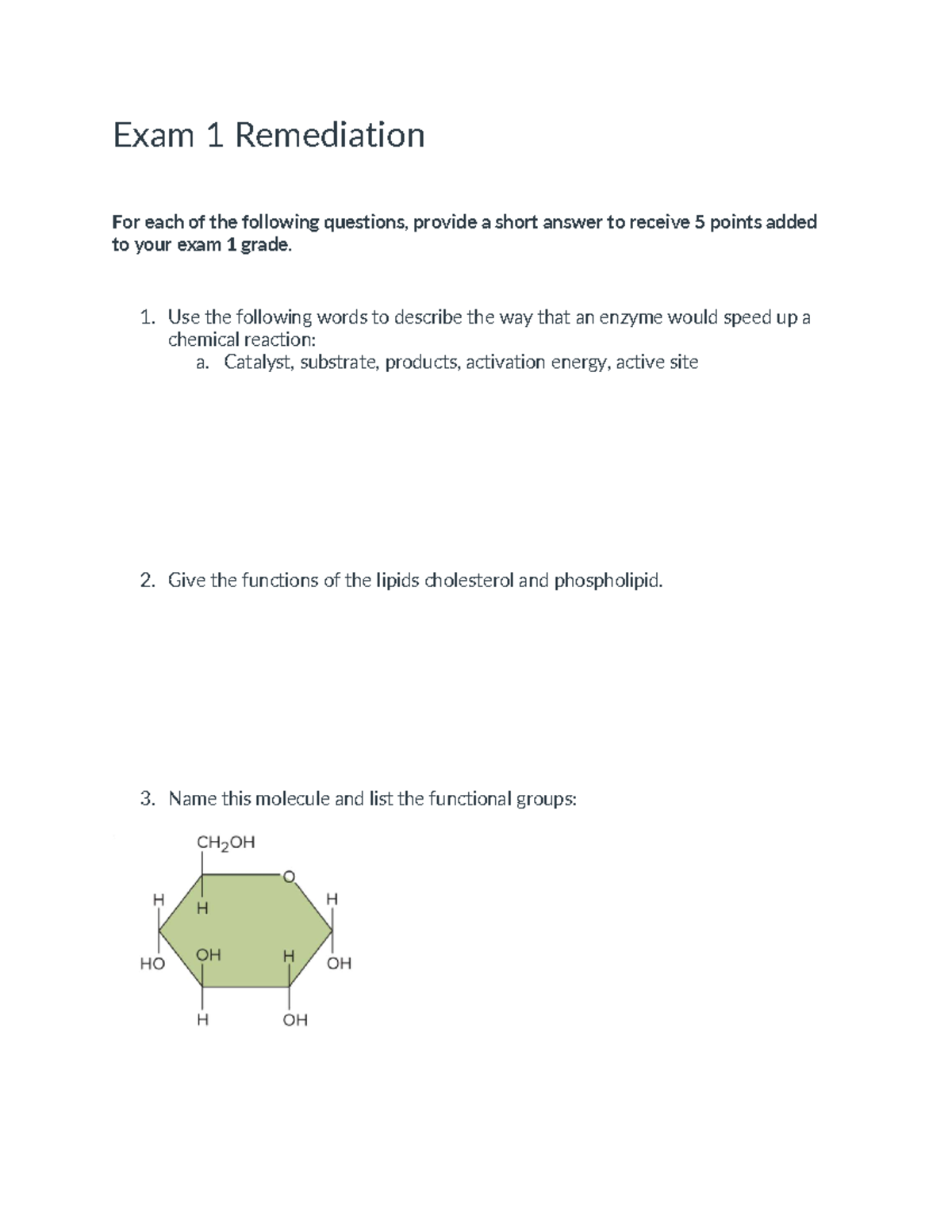 EXAM1 - sTUDY GUIDE - Exam 1 Remediation For each of the following ...