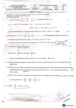 Maths-I Solution - Maths - PoU - Studocu