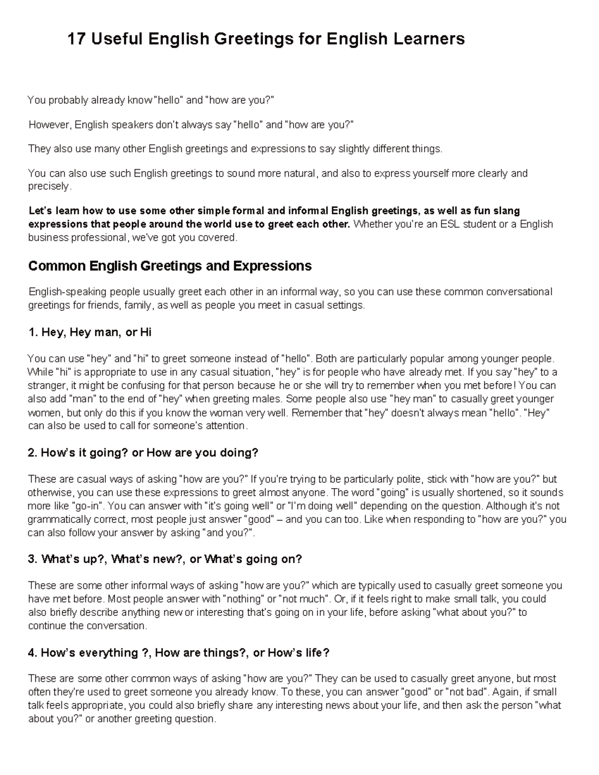 17 Useful English greetings for English learners - 17 Useful English ...