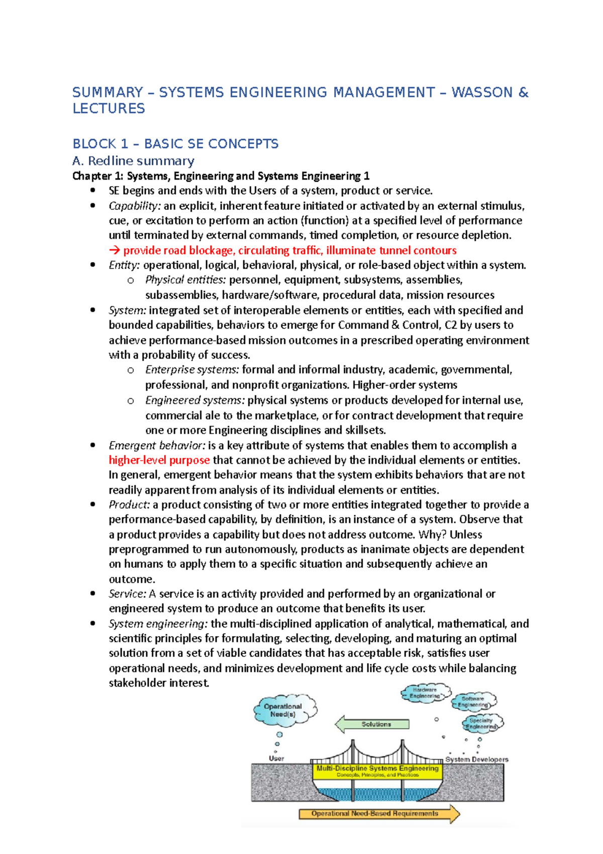 Summary - Systems Engineering Analysis - SUMMARY SYSTEMS ENGINEERING ...