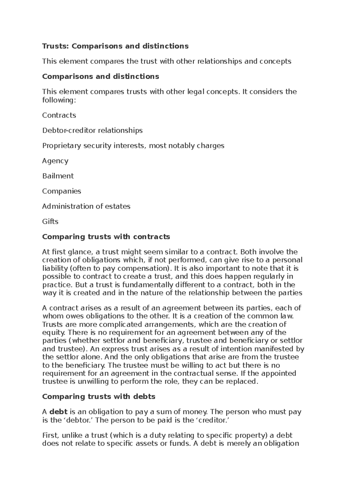 Trusts-Comparisons and Distinctions - Trusts: Comparisons and ...