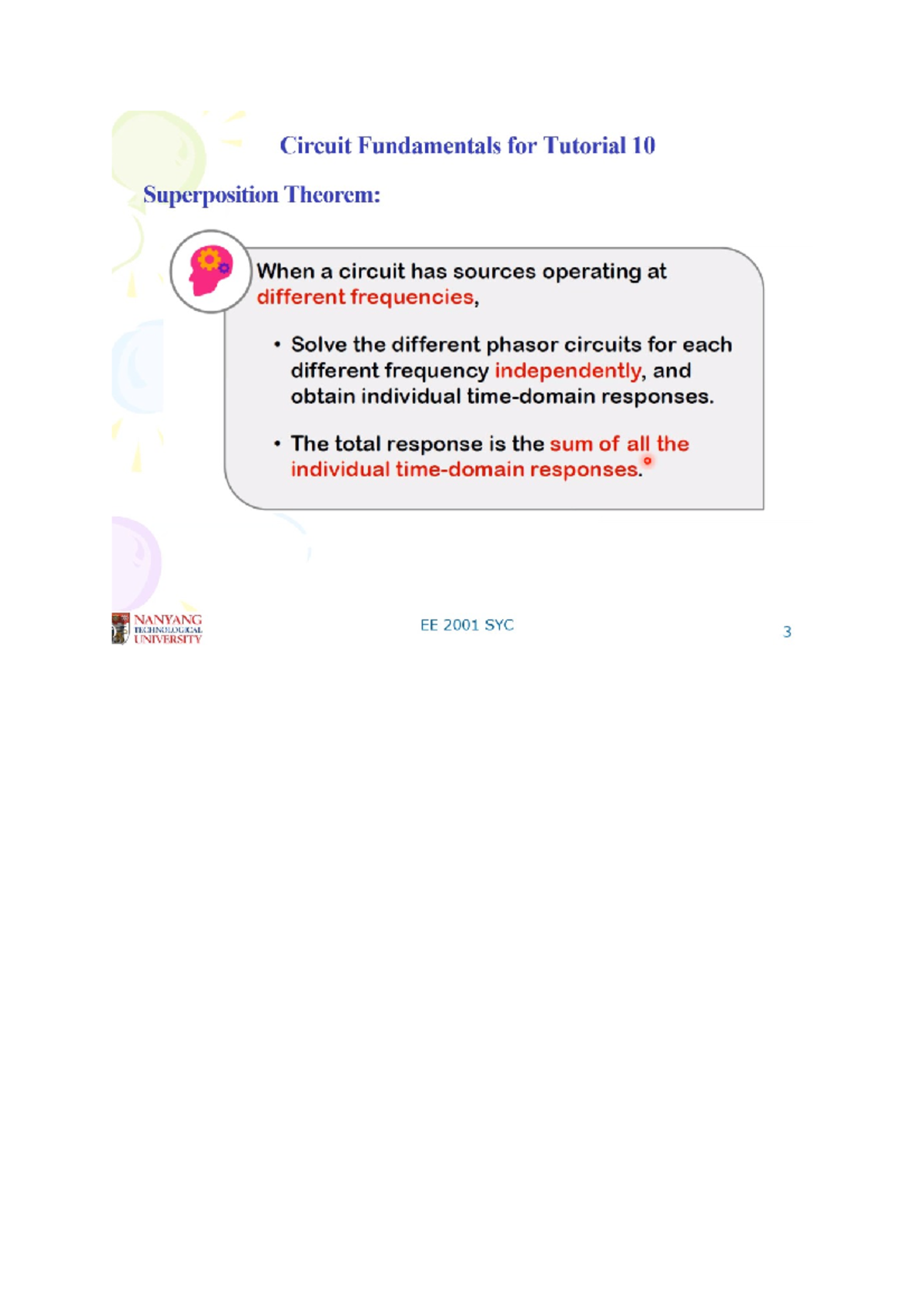 Wk 10- tutorial slides and summary for ee2001 - EE2001 - Studocu