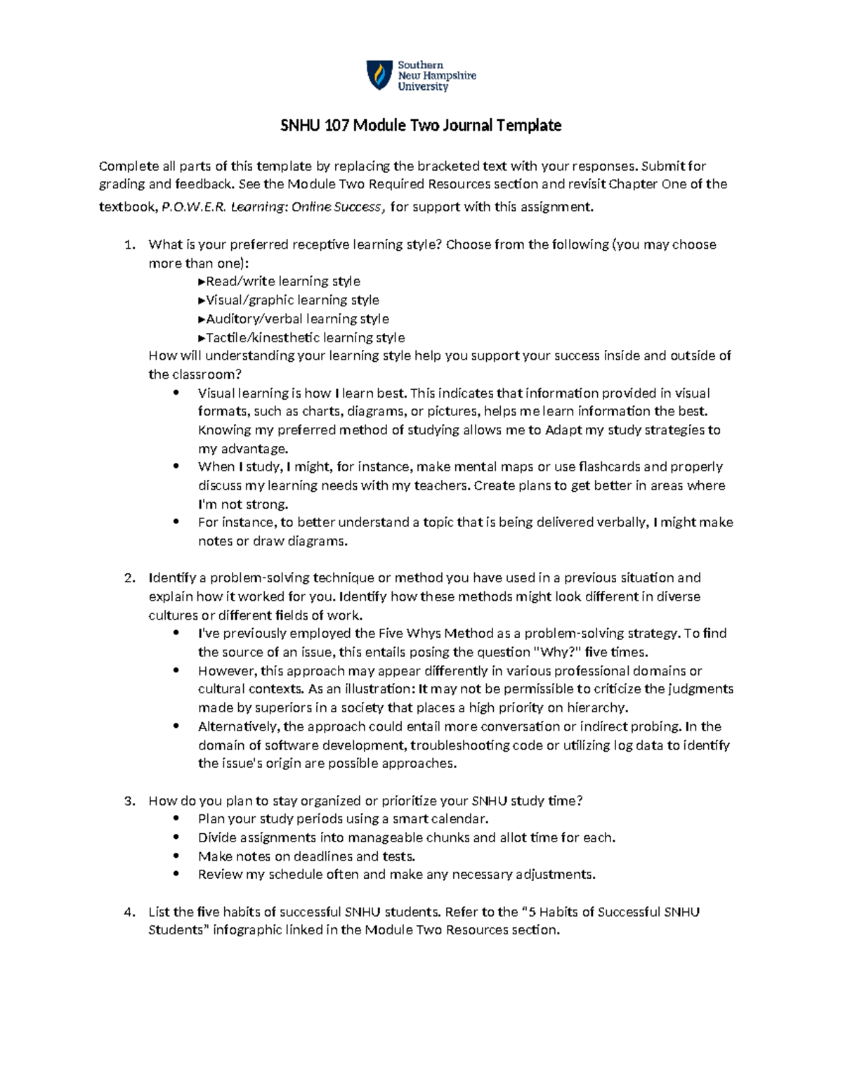 Module 2 - Assignment 2 - SNHU 107 Module Two Journal Template Complete ...