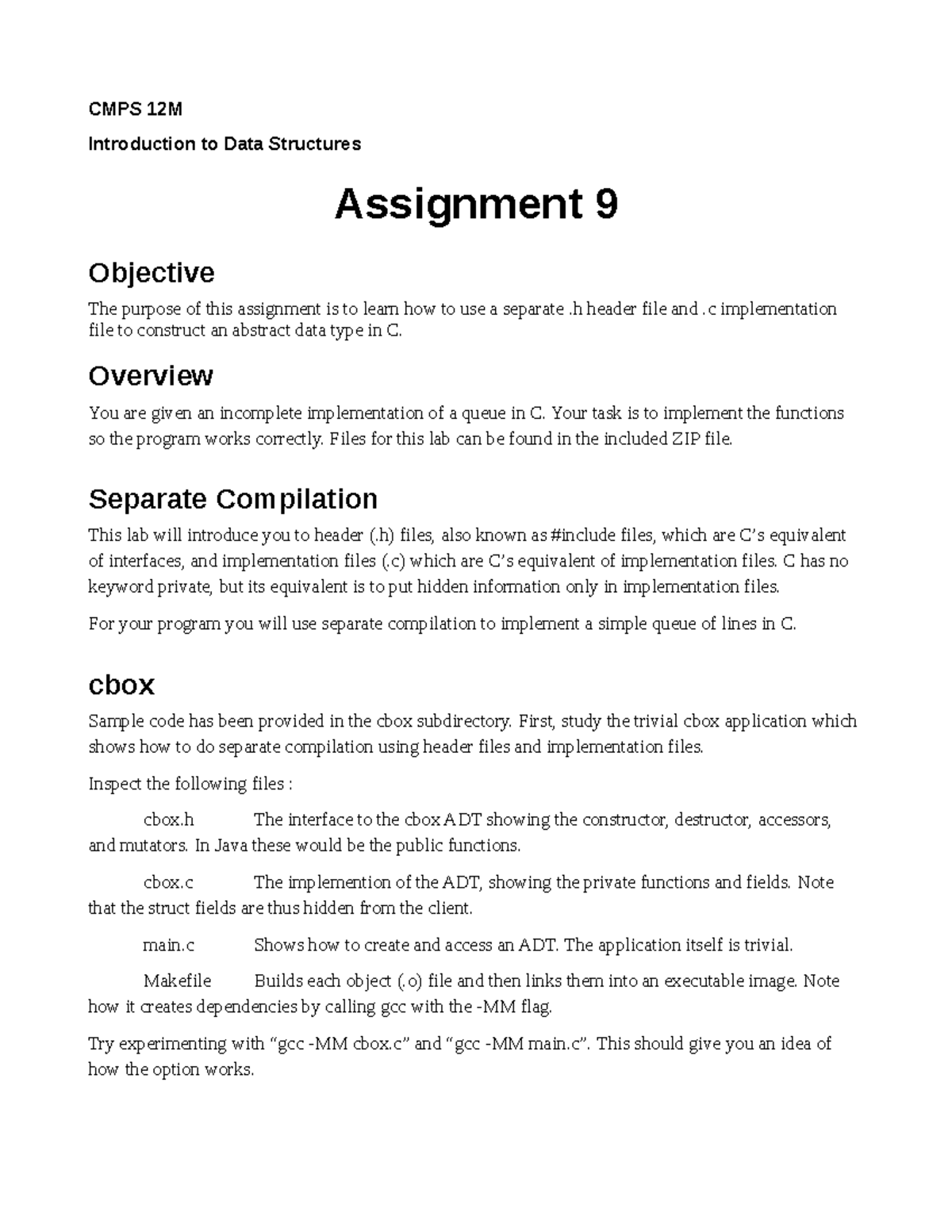 Programming Assignment 9 - CMPS 12M Introduction to Data Structures ...