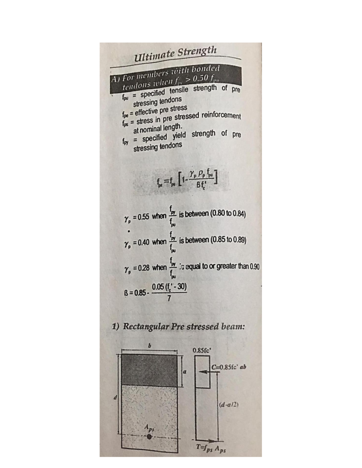 Pre stressed beam ( Ultimate Strength Design - bs architecture - Studocu