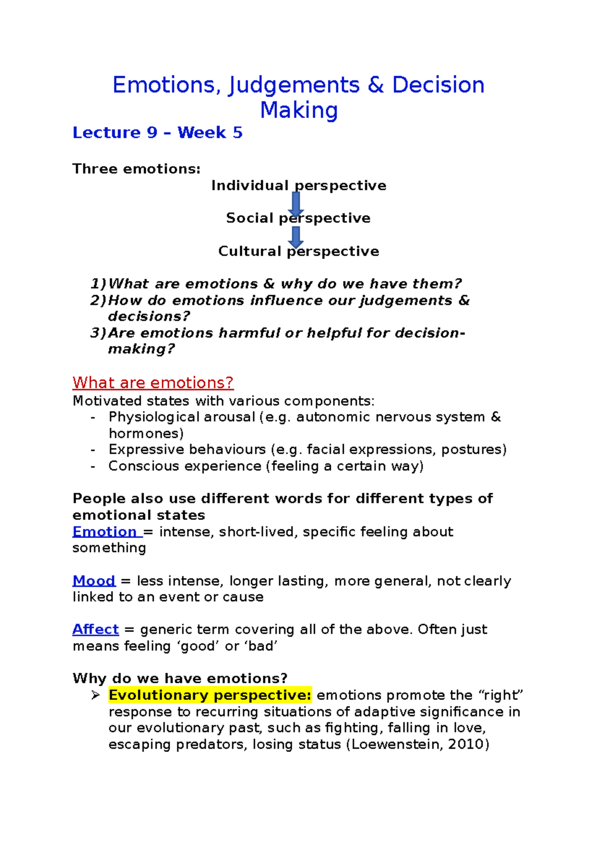 Emotions, Judgements & Decision-Making - Emotions, Judgements ...
