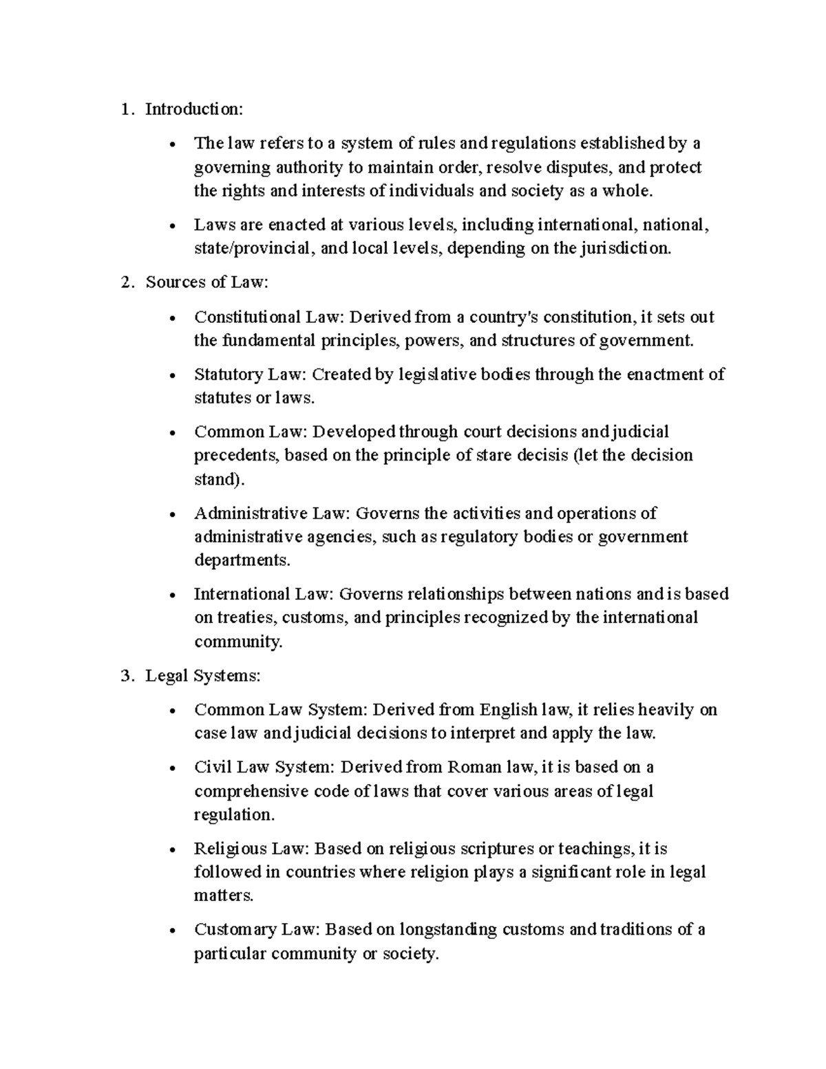 Introduction - learning - Introduction: The law refers to a system of ...